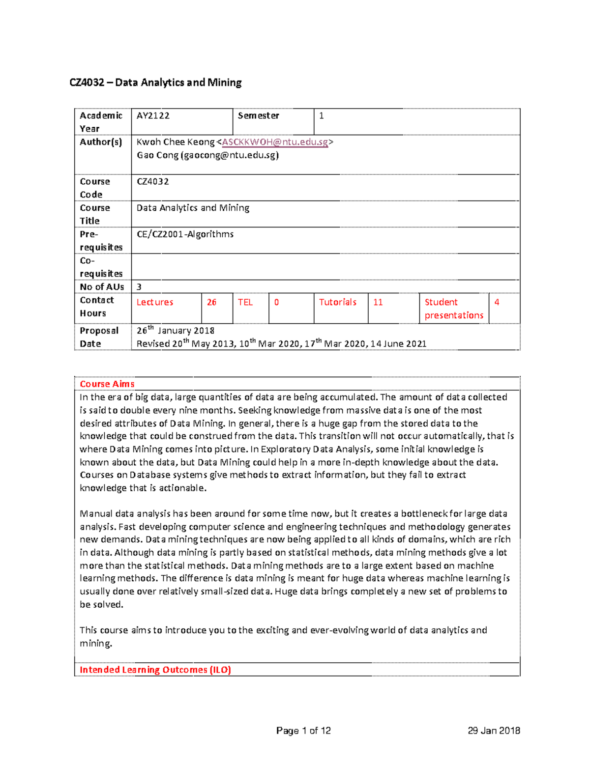 Cz4032 Data Analytics And Mining V4 17 Mar 2020 V5 Cz4032 Data Analytics And Mining Academic