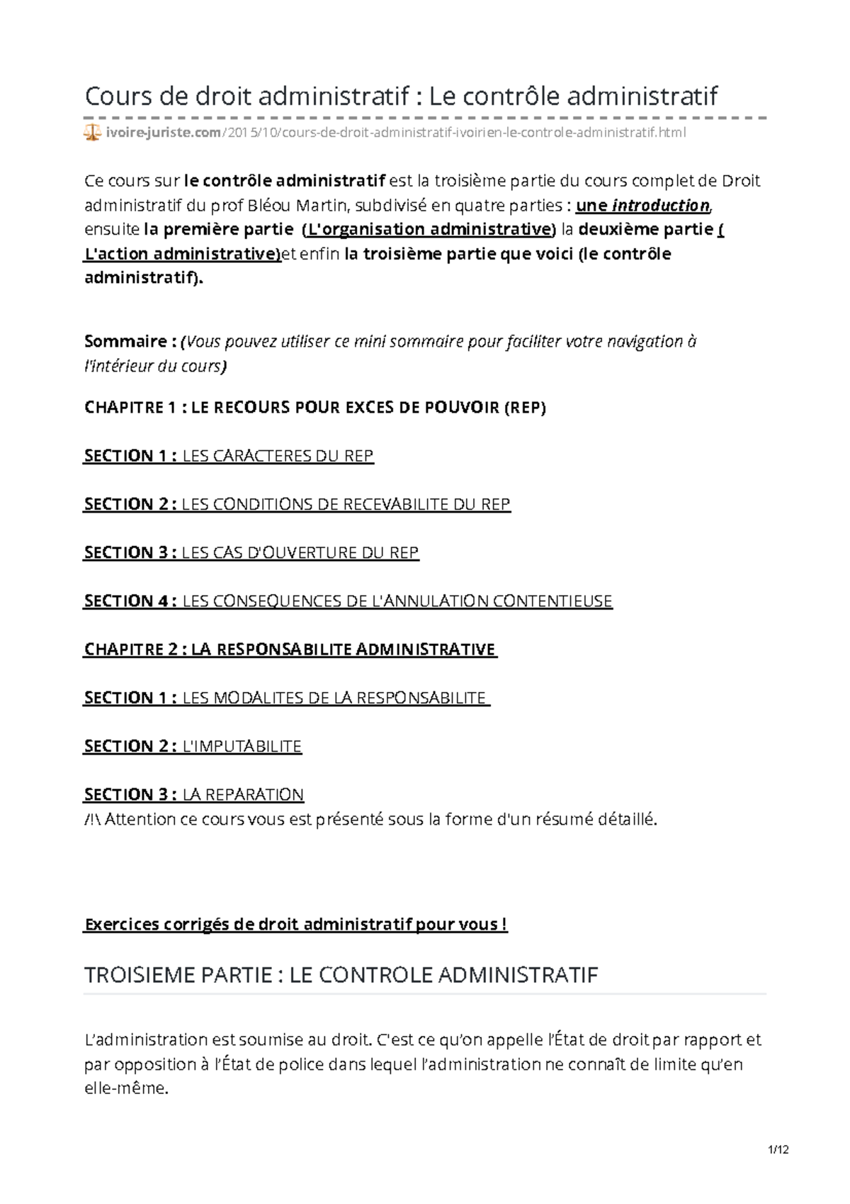 Cours de droit administratif Le contrôle administratif - Cours de droit ...