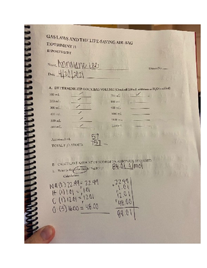 Experiment 5 Lab Report - CH 131L - Studocu