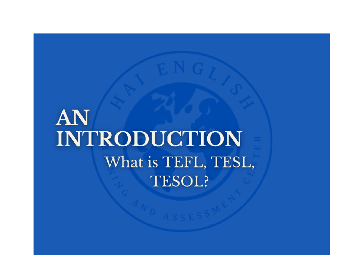 HAI English Lesson 1 - Introduction - General Education - Studocu