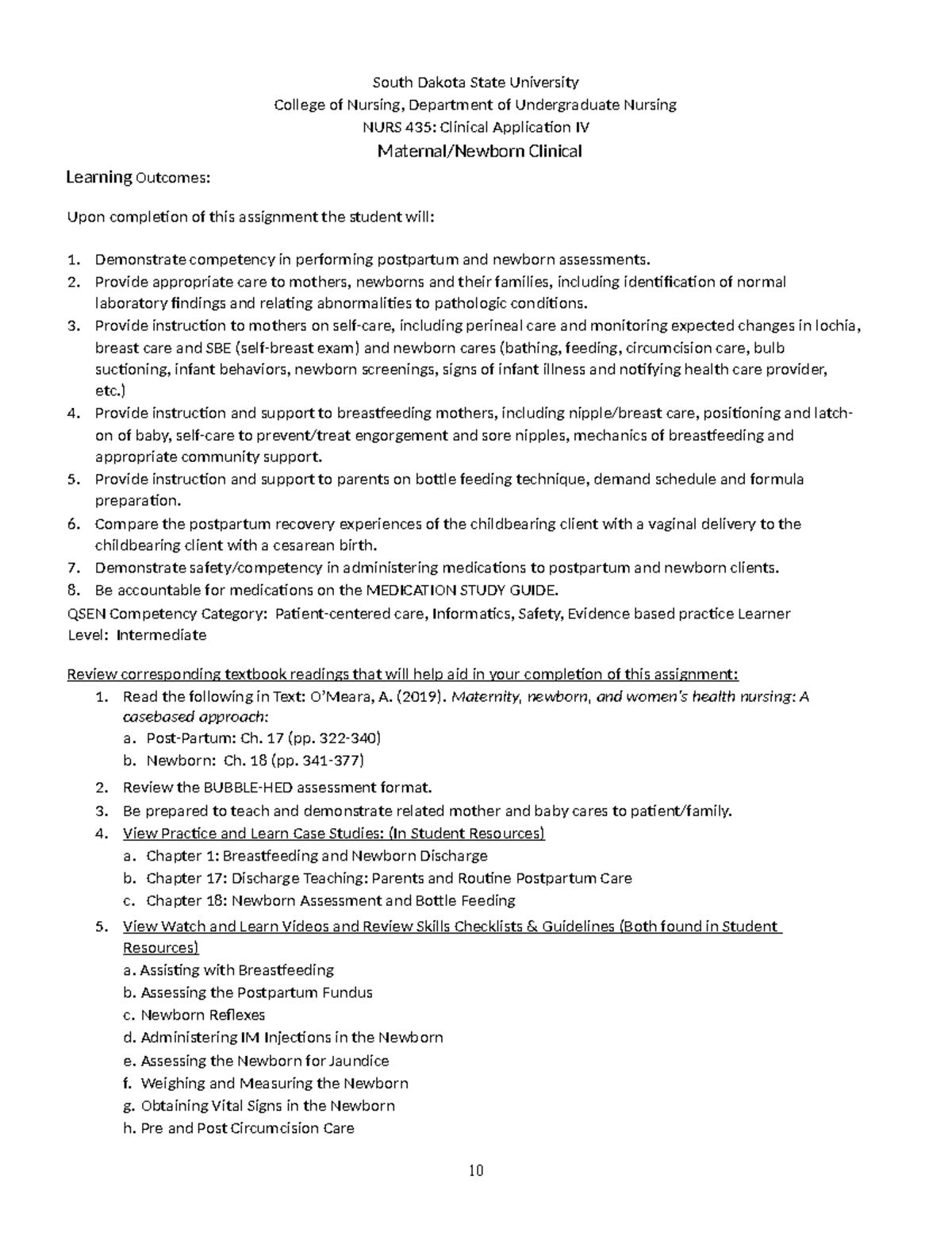 OB Prep - Prep assignment - South Dakota State University College of ...