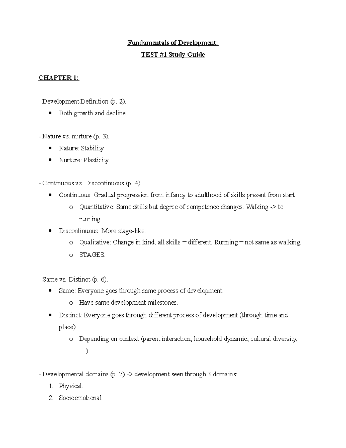 Fundamentals of Development- TEST #1 Study Guide - Fundamentals of ...