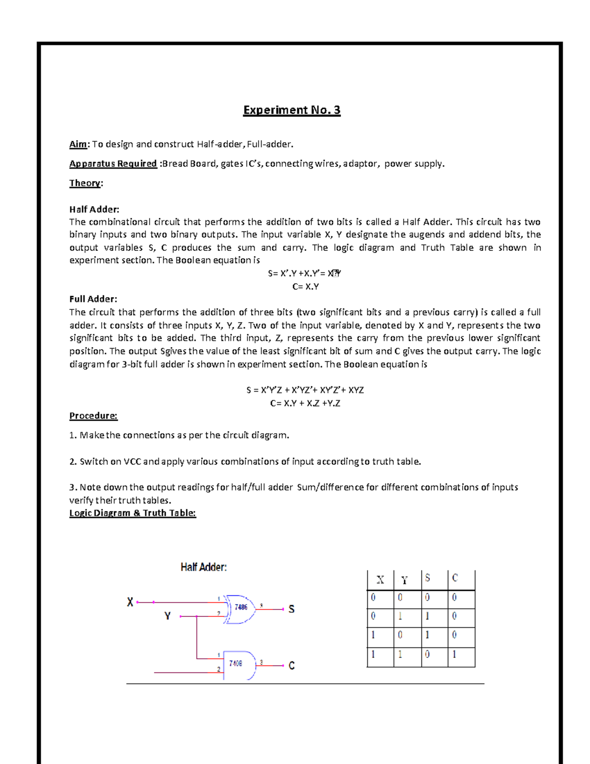 IT305 DCS Lab Manual - experiment 3 to experiment 5 - Experiment No. 3 Aim: To design and ...