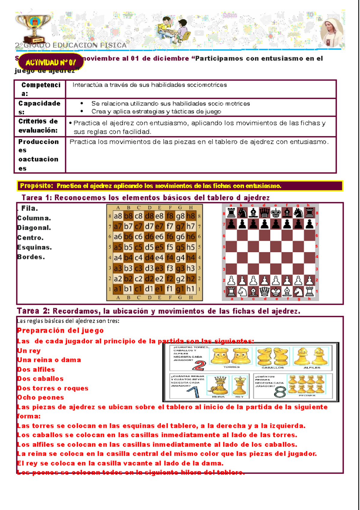 GUIA SEM 37 2do.IVB Juego DEL Ajedrez - Competenci a: Interactúa a través de sus habilidades ...