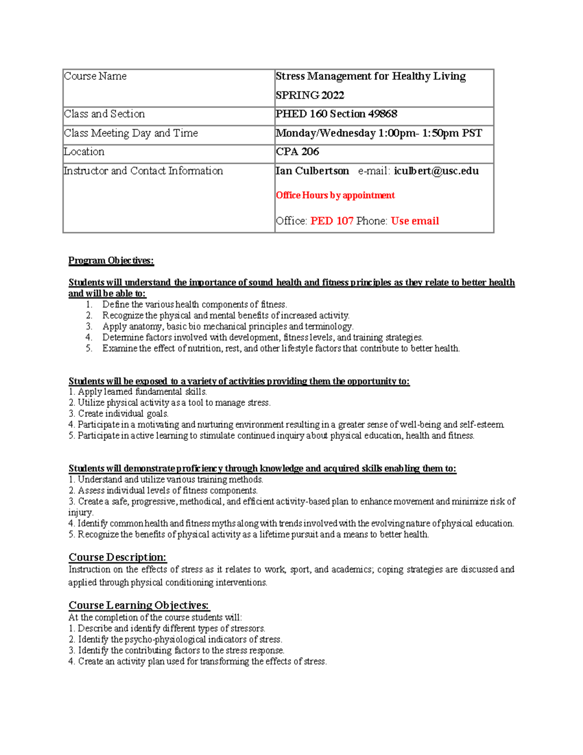 Stress syllabus notes and more - Course Name Stress Management for ...