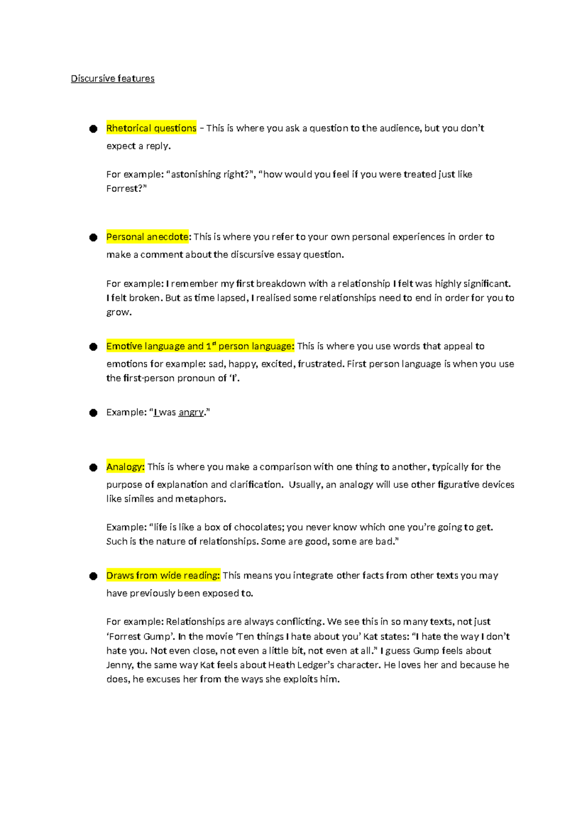 Discursive features - For example: “astonishing right?”, “how would you ...