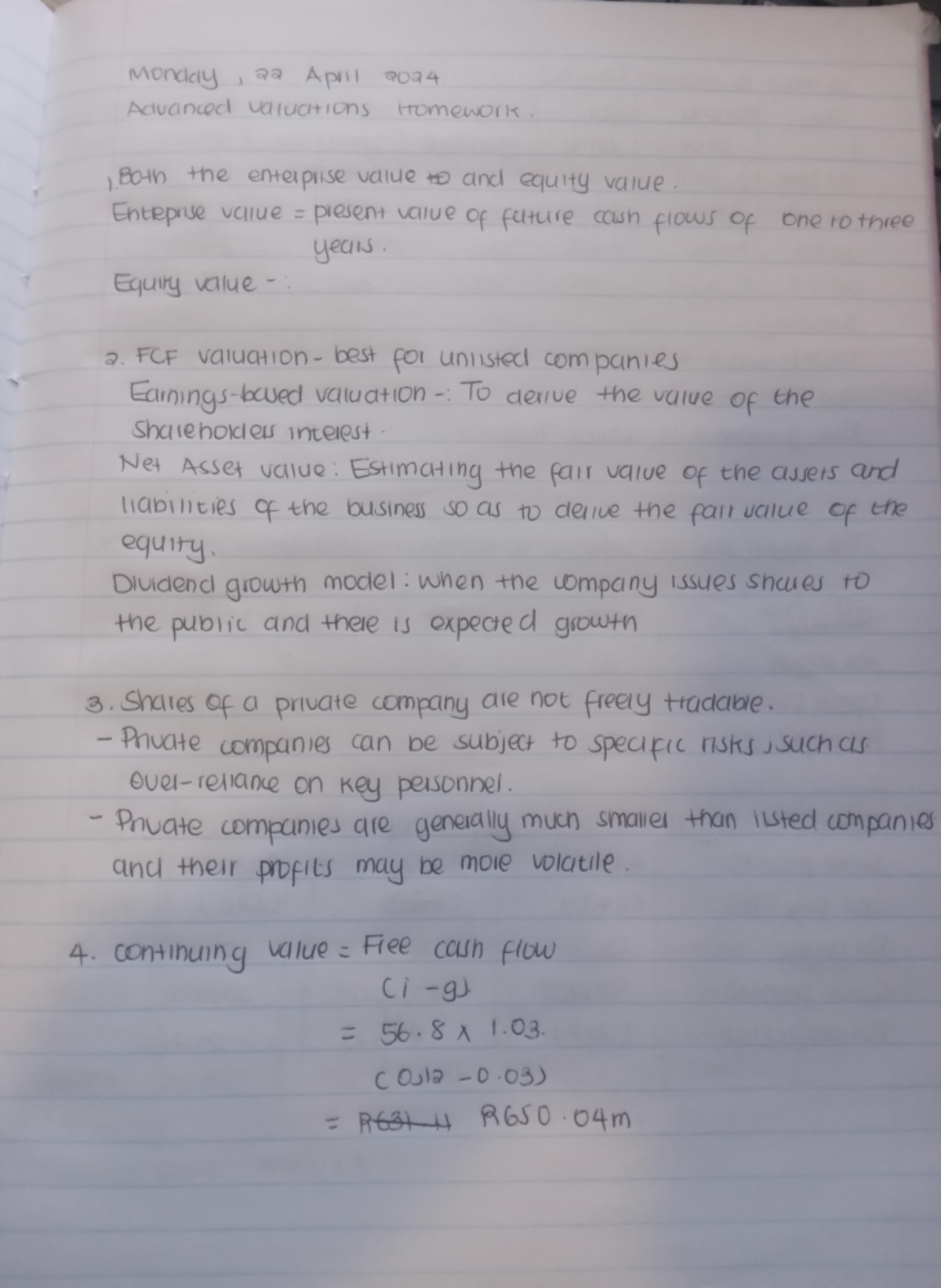 Advanced valuation tutorial - Monday , , 22 April 2024 Advanced ...