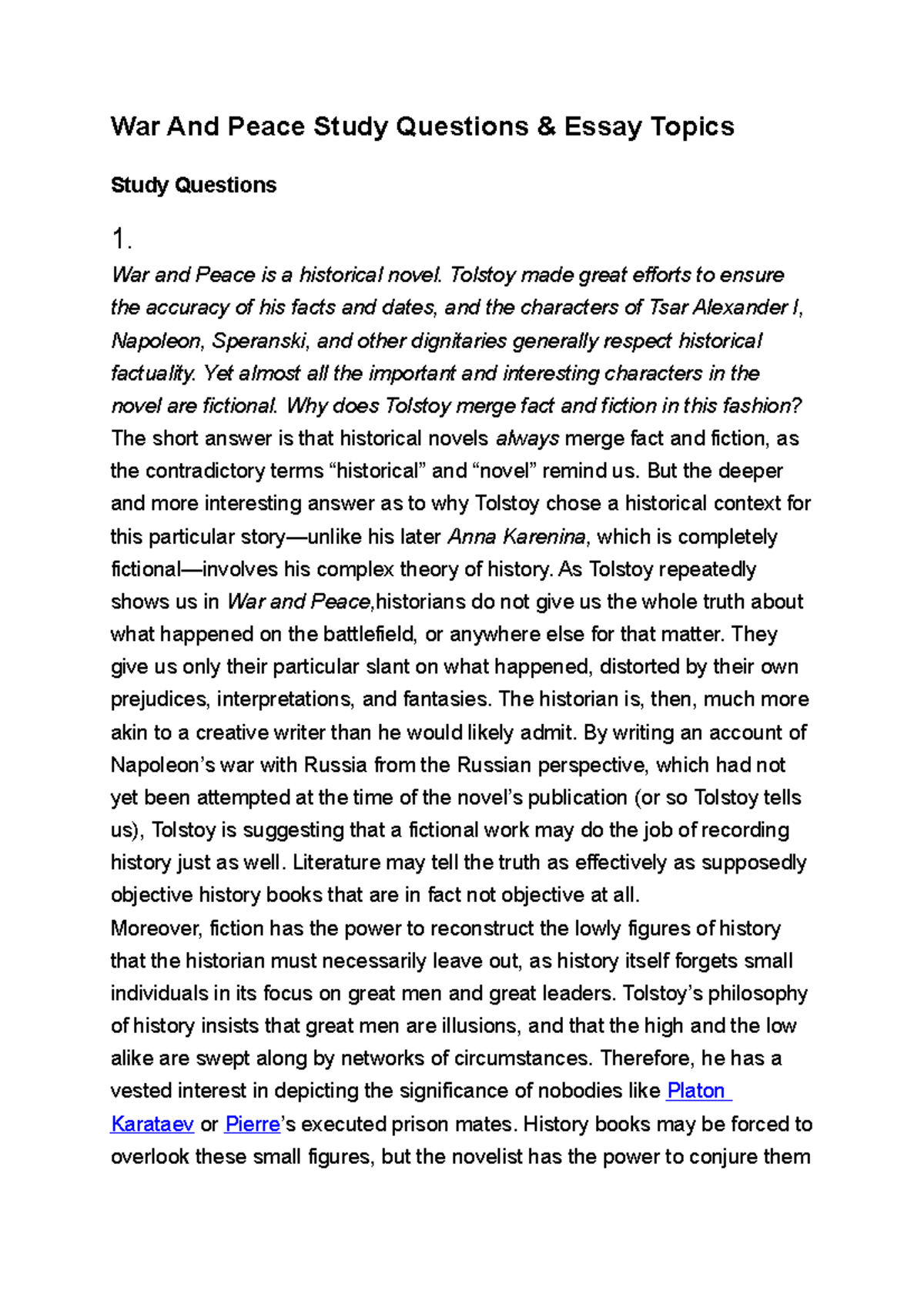 War And Peace Study Questions - Typhoon - War And Peace Study Questions ...