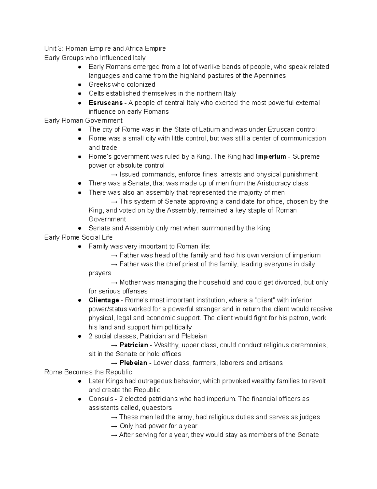 Unit 3 Rome - Lecture on Rome - Unit 3: Roman Empire and Africa Empire ...