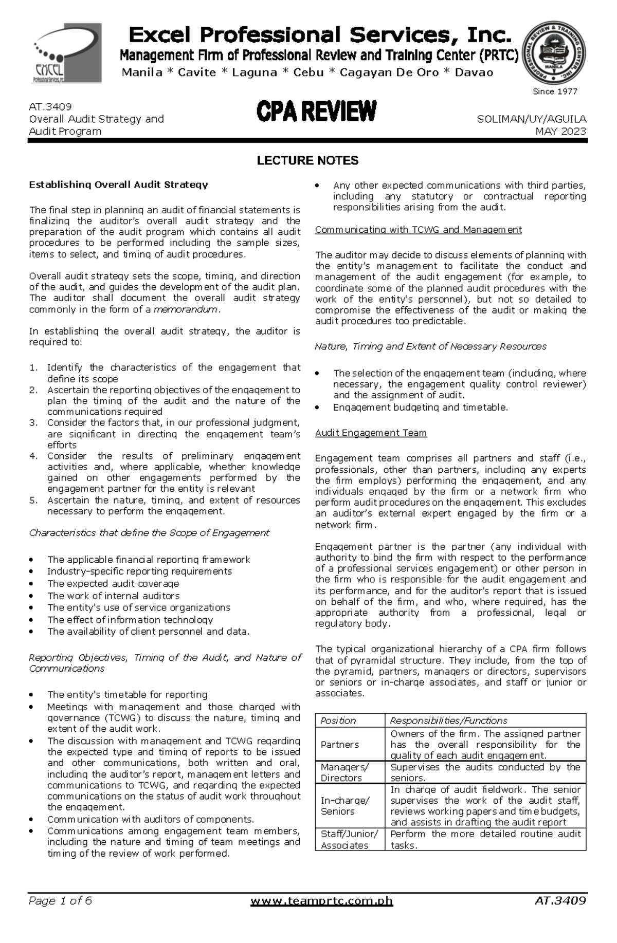AT - AT.3409_-_Overall_Audit_Strategy_and_Audit_Program - Manila ...