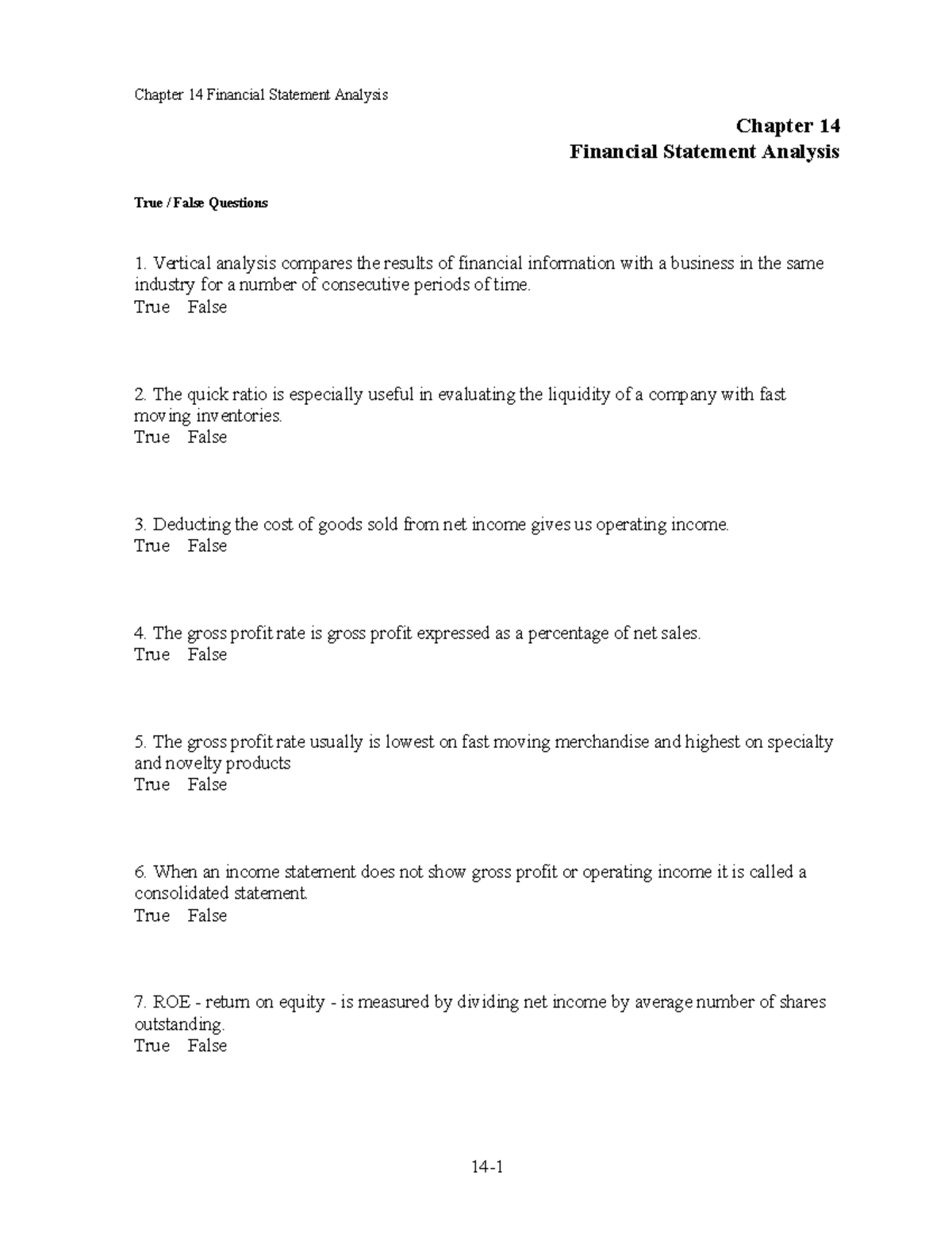244856038 Chap 014 testbank financial statement analysis - Chapter 14 ...