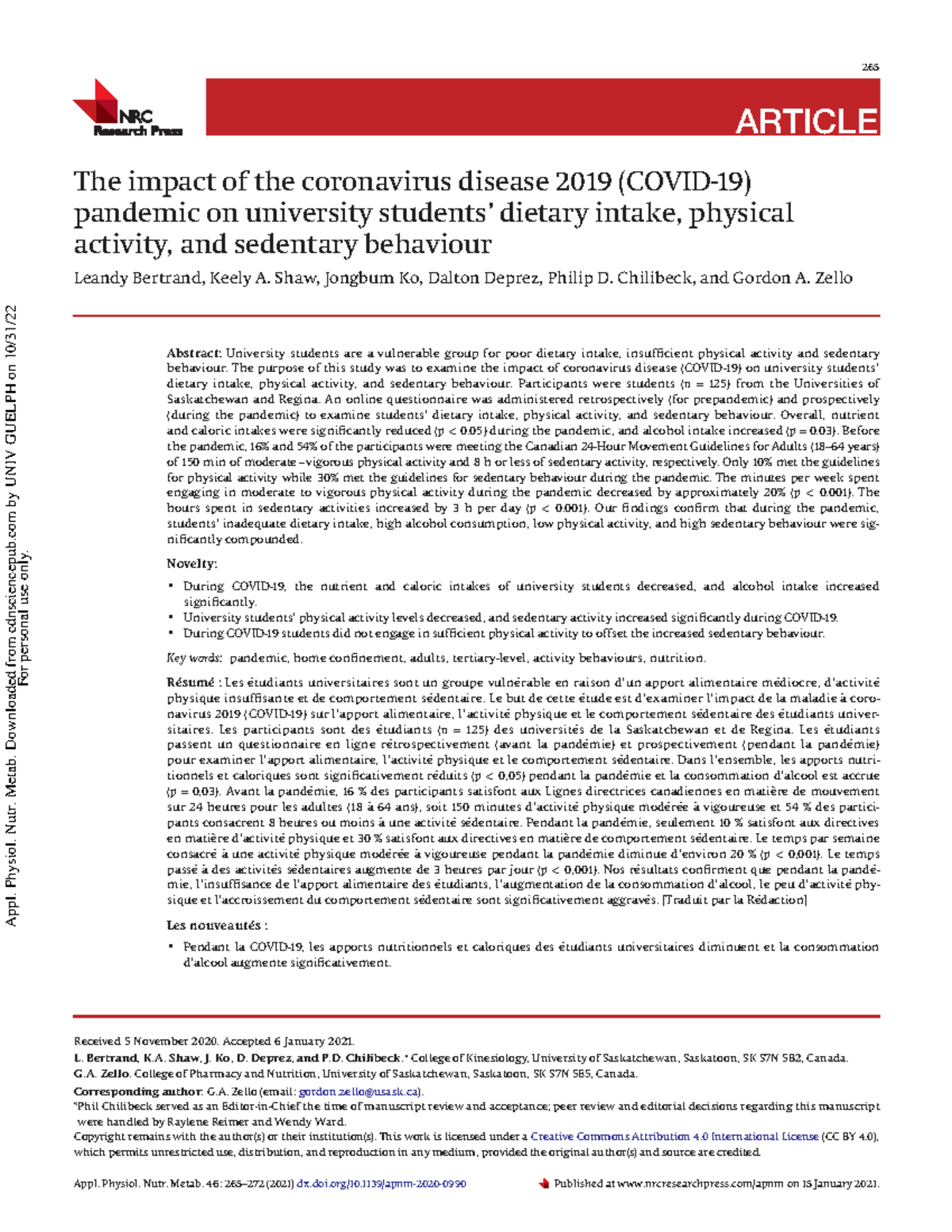 Exercise 1 - ARTICLE The impact of the coronavirus disease 2019 (COVID ...