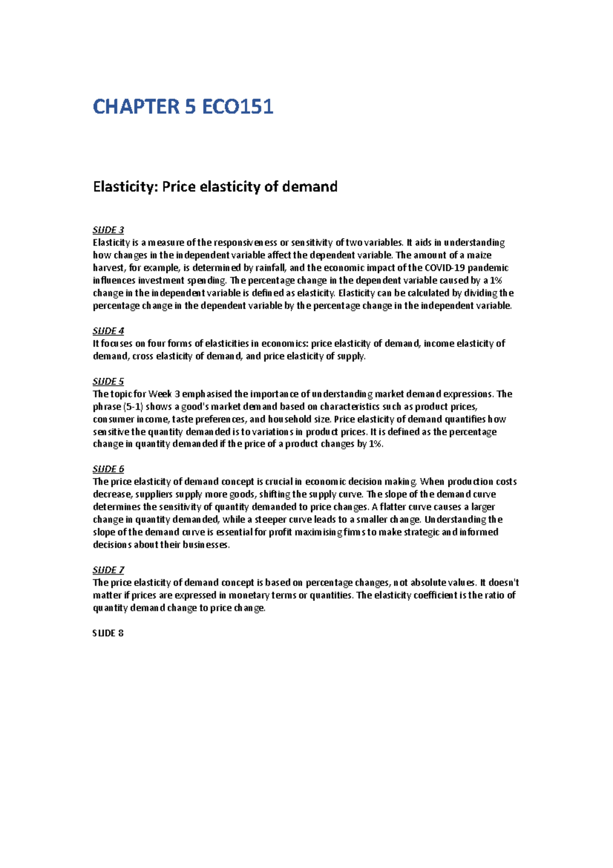 Chapter 5 ECO 151 - It might help for your upcoming tests - CHAPTER 5 ...