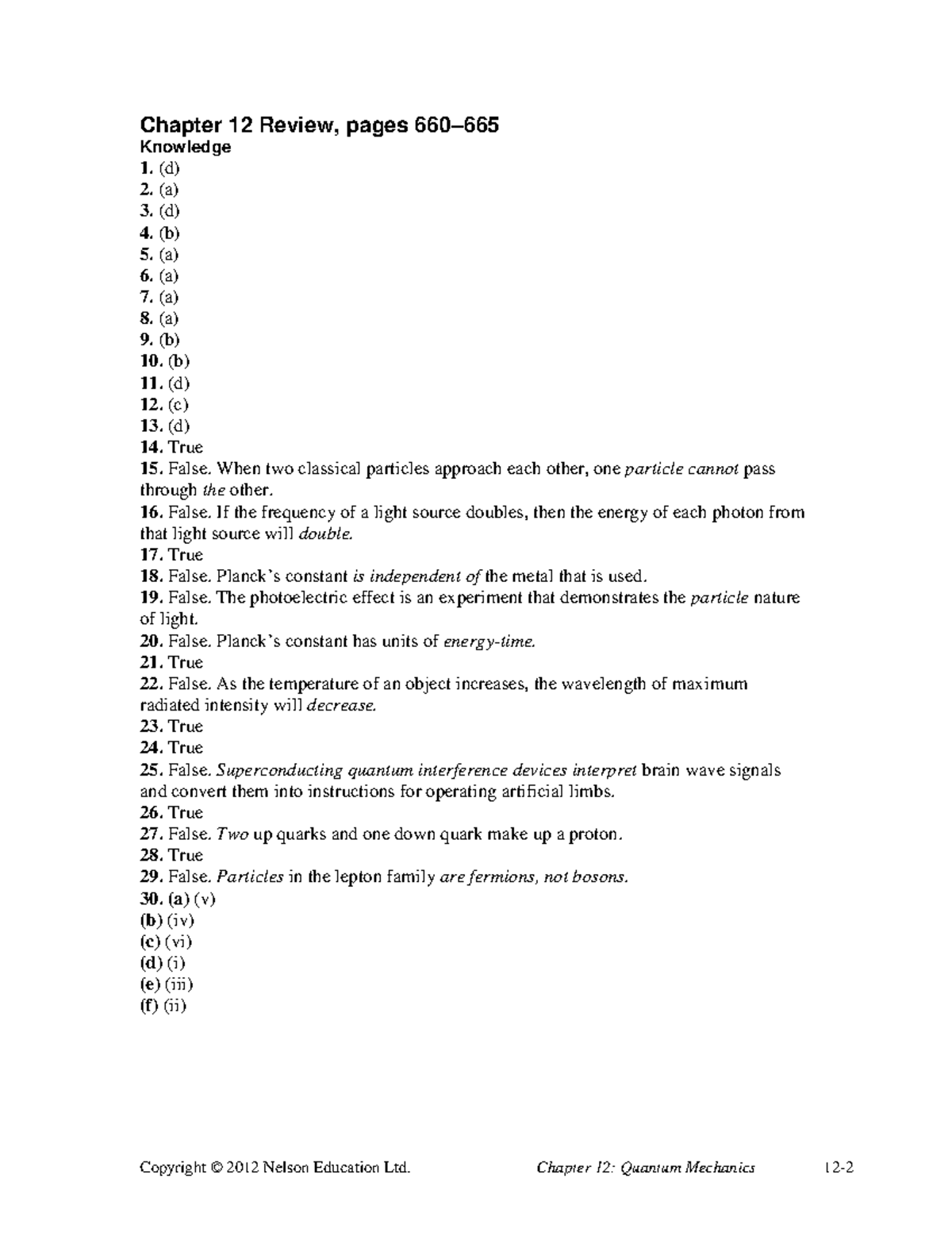 Phys12 Chapter 12 Review - Chapter 12 Review, pages 660– Knowledge (d ...