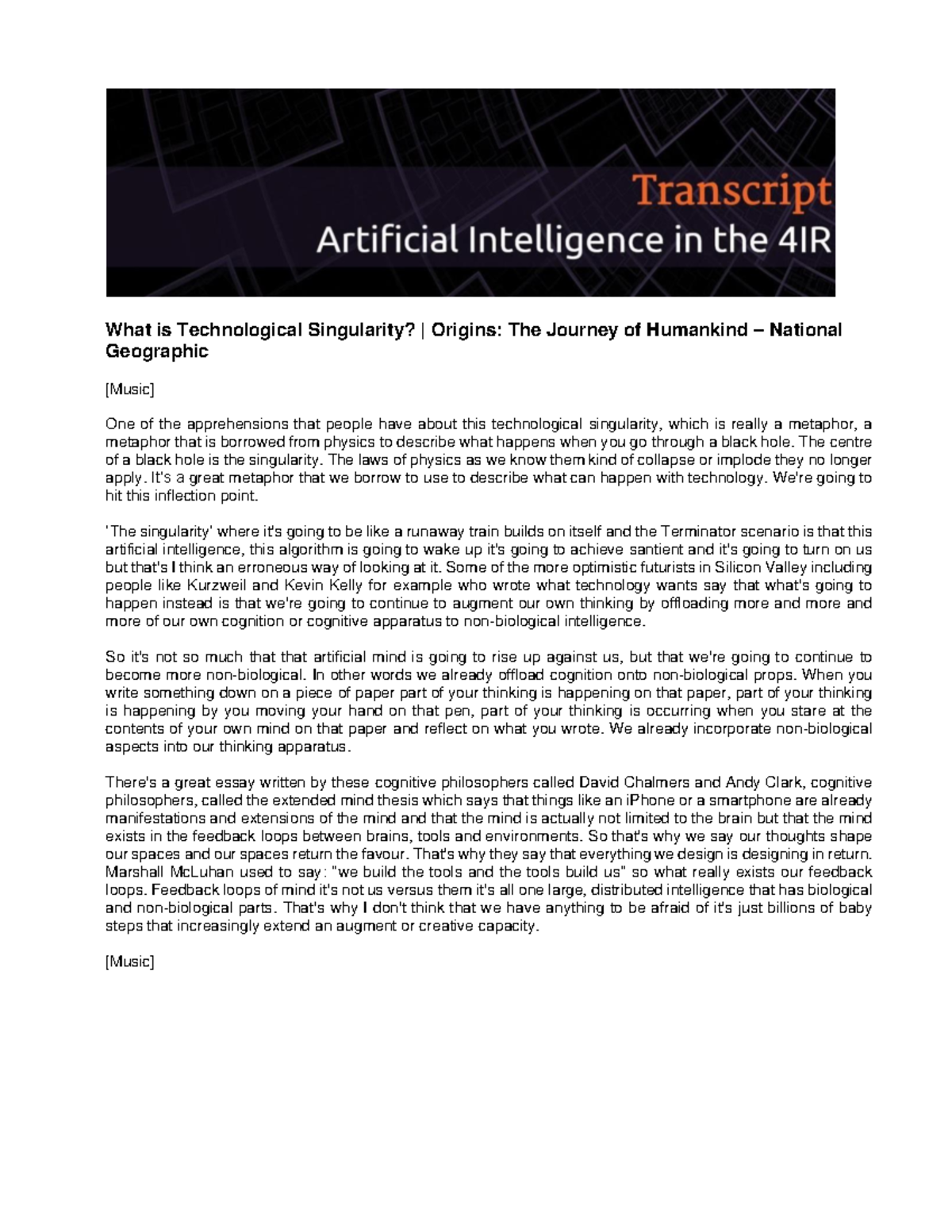 Transcript - What is Technological Singularity Origins- The Journey of ...