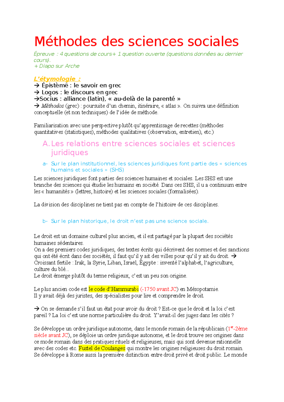 Méthodes des sciences sociales - Méthodes des sciences sociales Épreuve ...