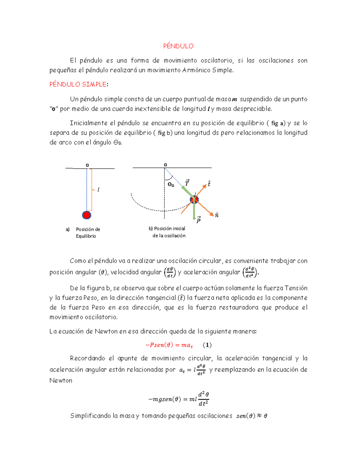 Péndulo Físico - pendulo fisico - P.. El pÈndulo es una forma de movimiento oscilatorio, si las ...