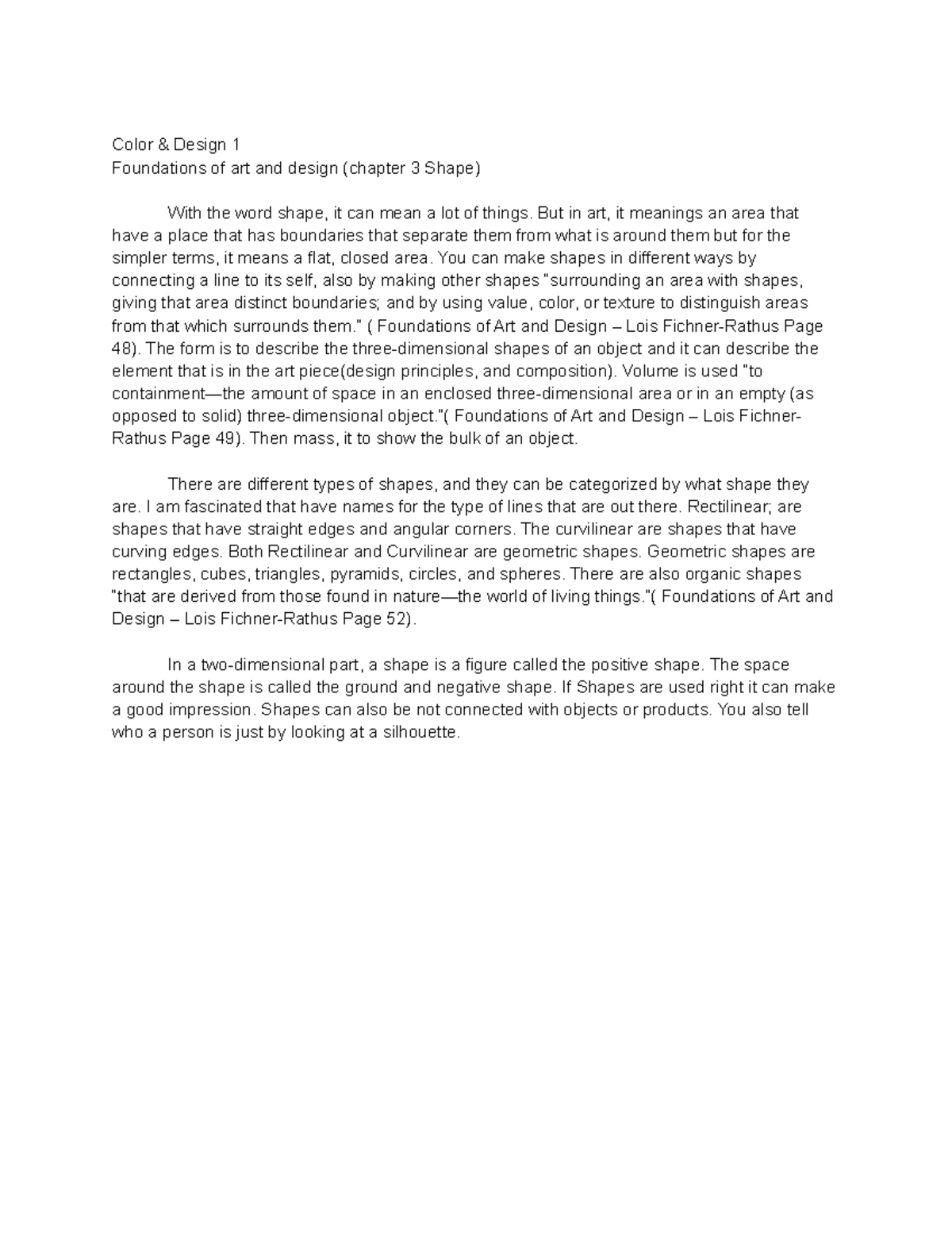 Foundations of Art and Design Shape(chapter 3) - Color & Design 1 ...