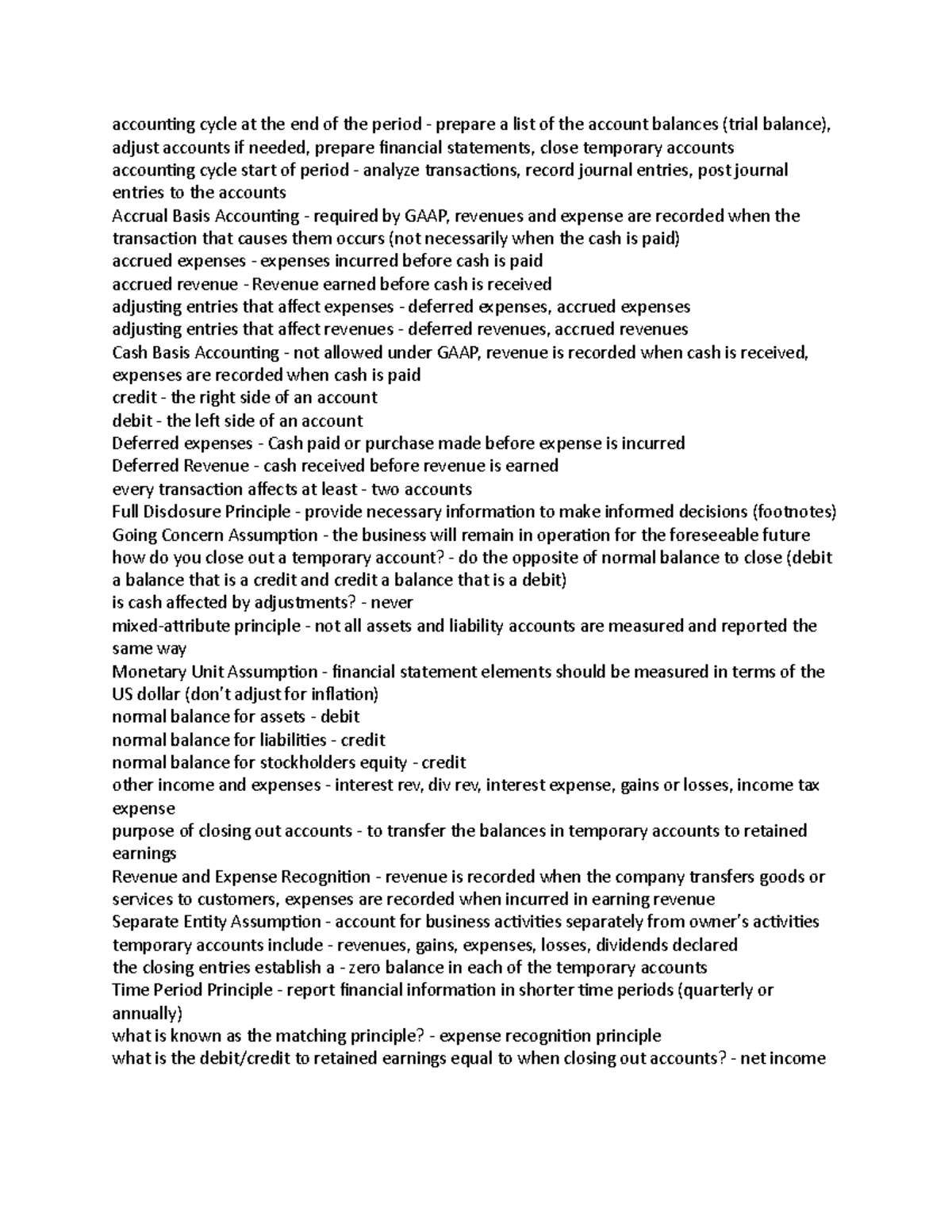 A201 Exam 1 - Exam Review - accounting cycle at the end of the period ...