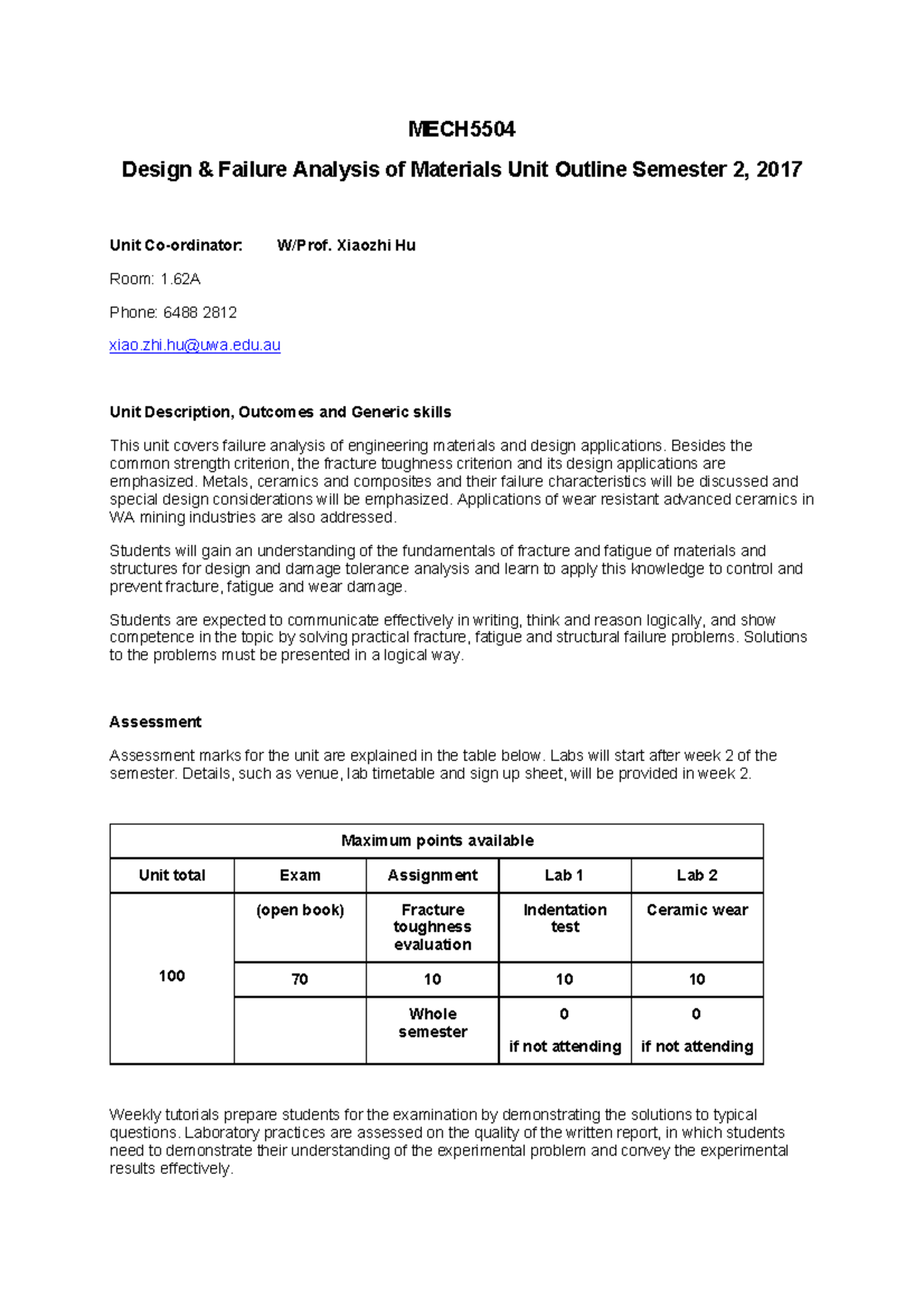 MECH5504-outline-2024 - MECH Design & Failure Analysis of Materials ...
