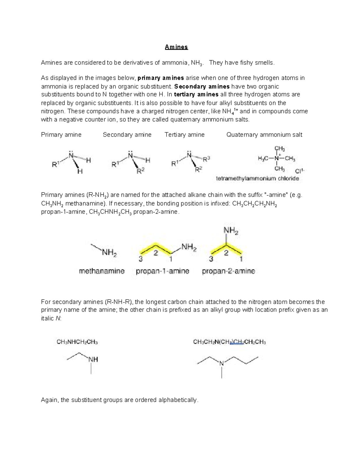 Amines and Amides and Practice Questions - Amines Amines are considered ...