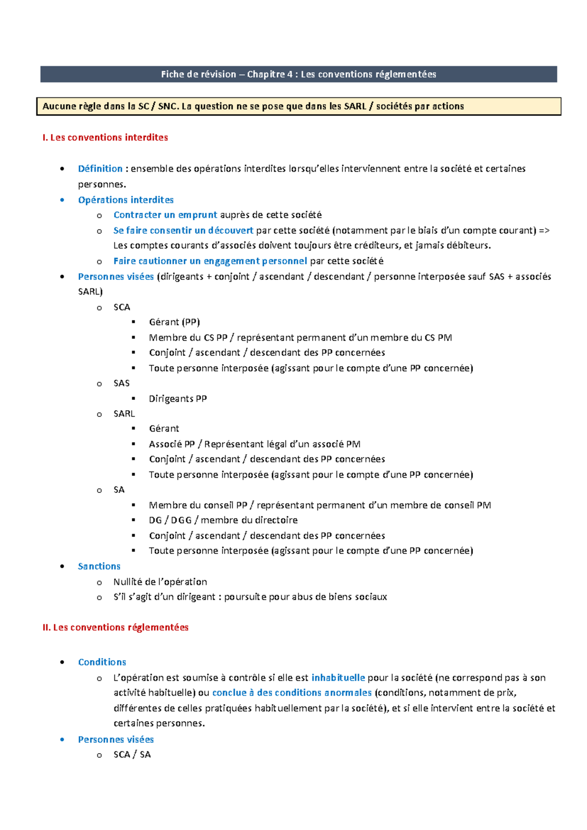 Les conventions particulières - Fiche de rÈvision – Chapitre 4 : Les ...