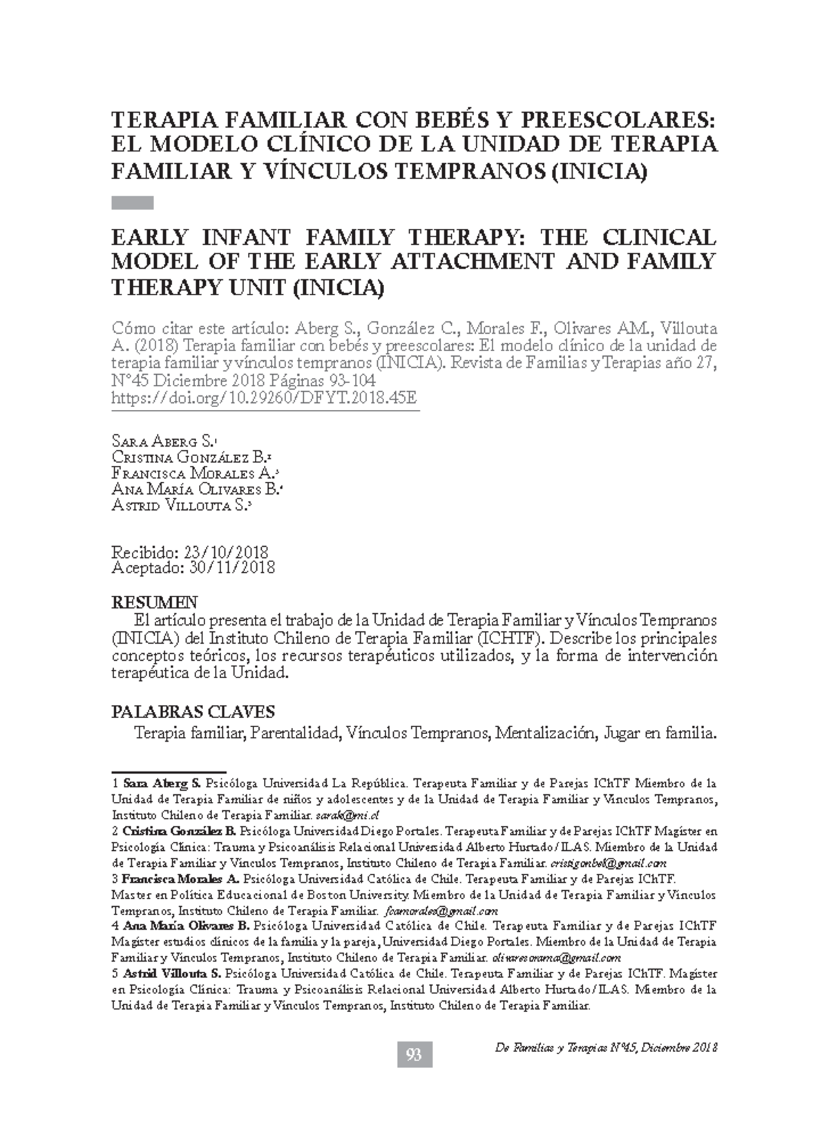 Eq-vinculos-tempranos DOI Terapia familiar con bebes y preescolares ...
