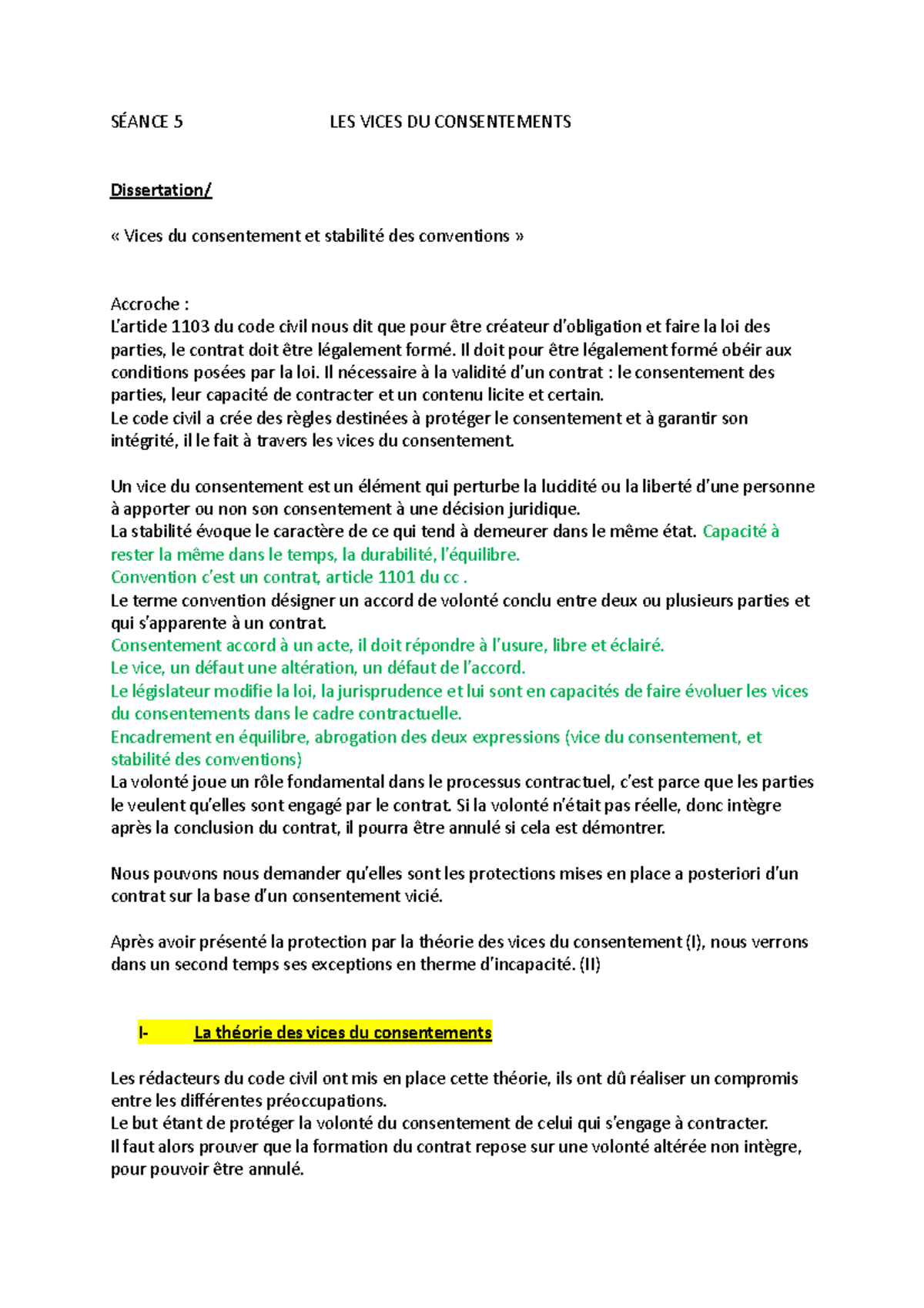Séance 5LES Vices DU Consentements - SÉANCE 5 LES VICES DU ...