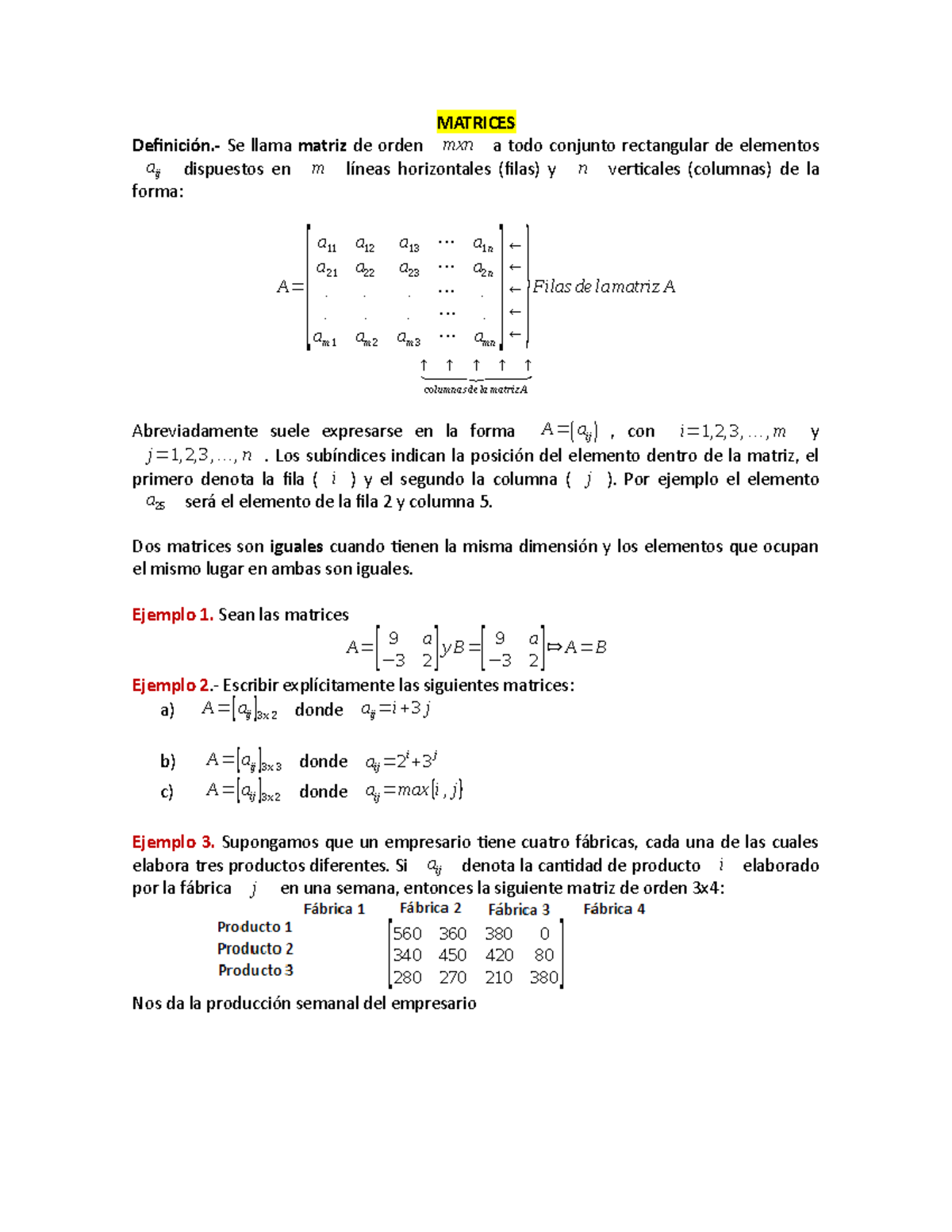 Matrices - Grade: 15 - MATRICES Definición.- Se llama matriz de orden ...