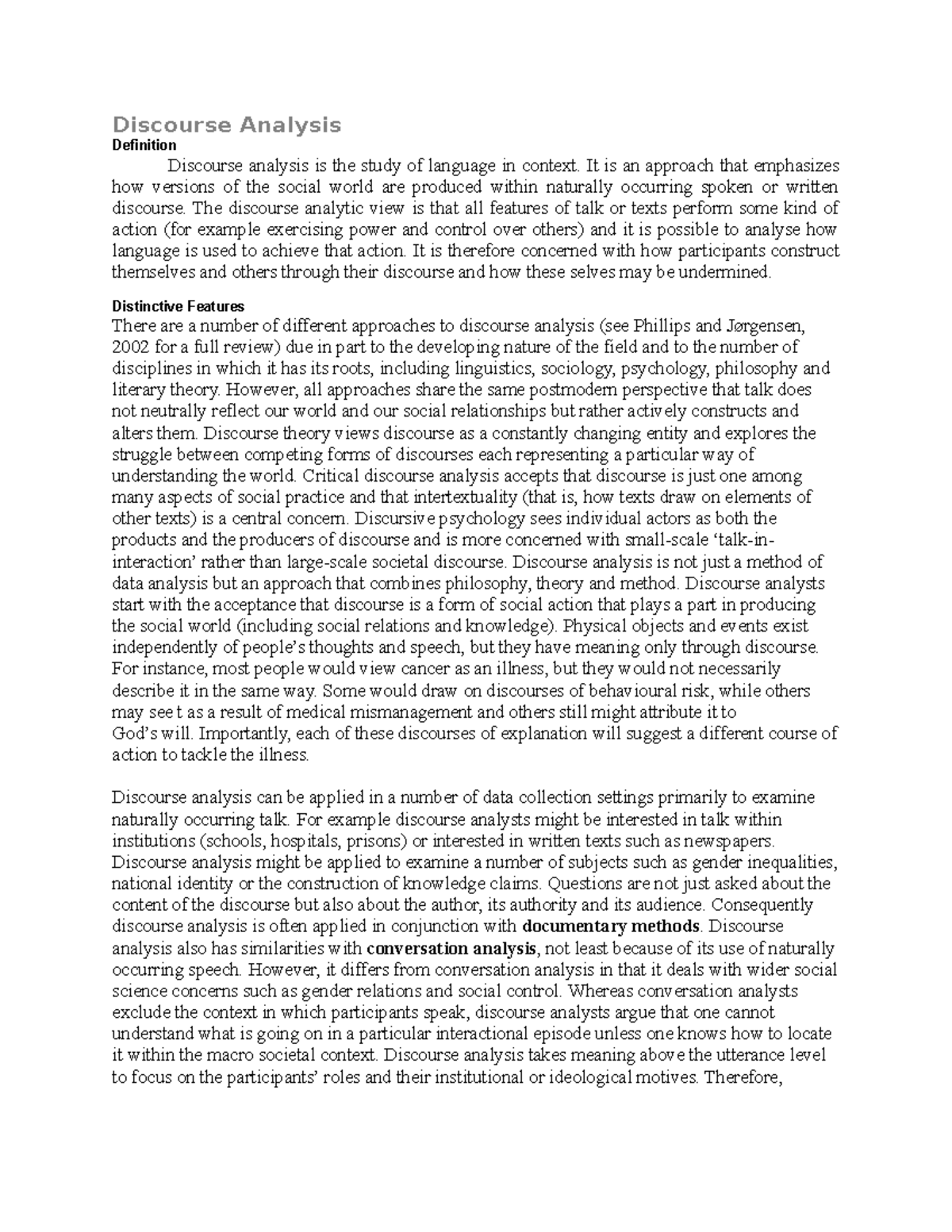 Discourse Analysis (Summary) - Discourse Analysis Definition Discourse ...