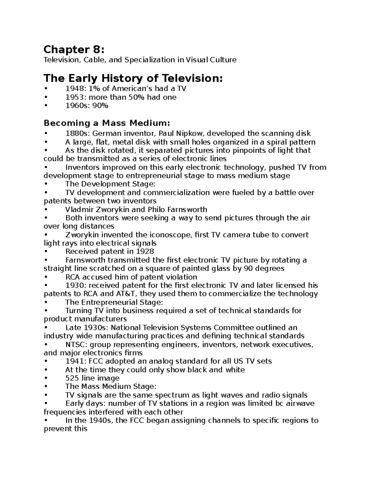 Chapter 8: TV and Cable - Chapter 8: Television, Cable, and ...