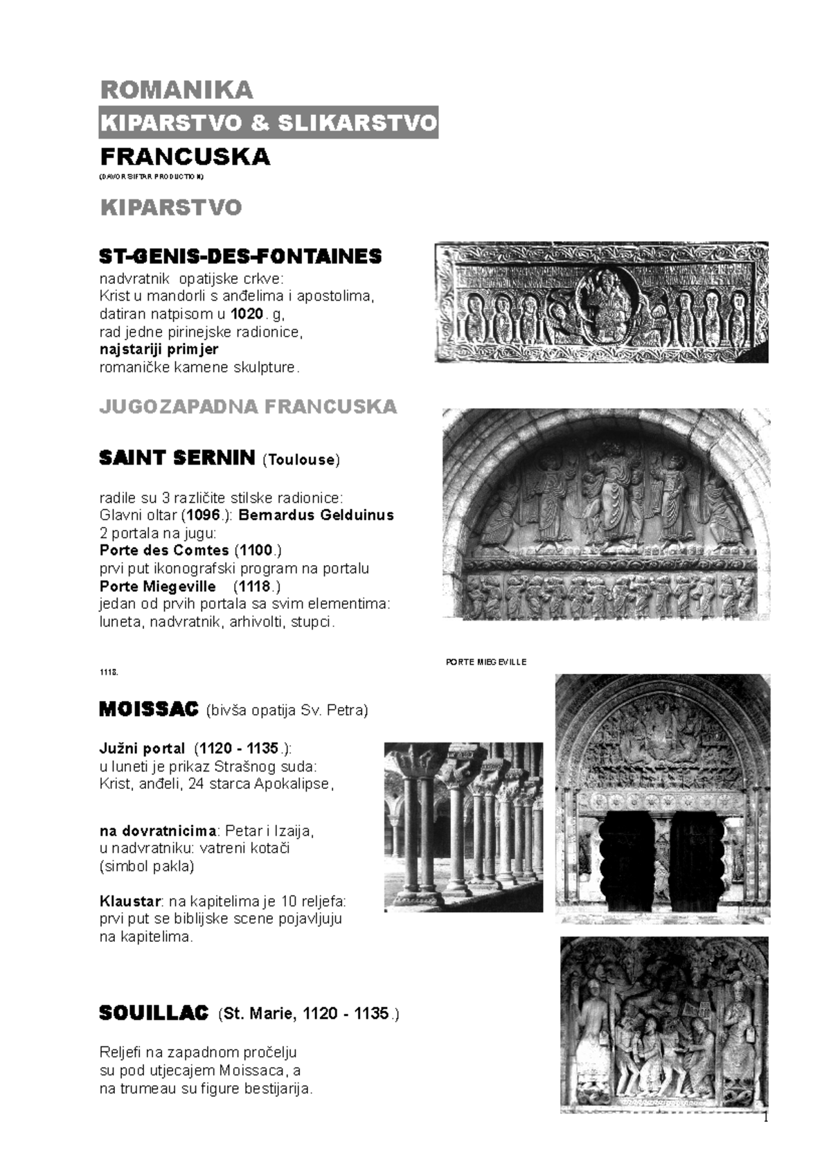 KIP. I SLIK. Francuska - ROMANIKA KIPARSTVO & SLIKARSTVO FRANCUSKA ...