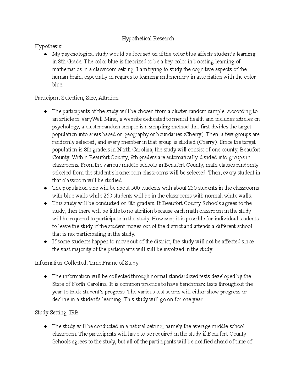 Adam Harp - Hypothetical Research Project - Hypothetical Research ...