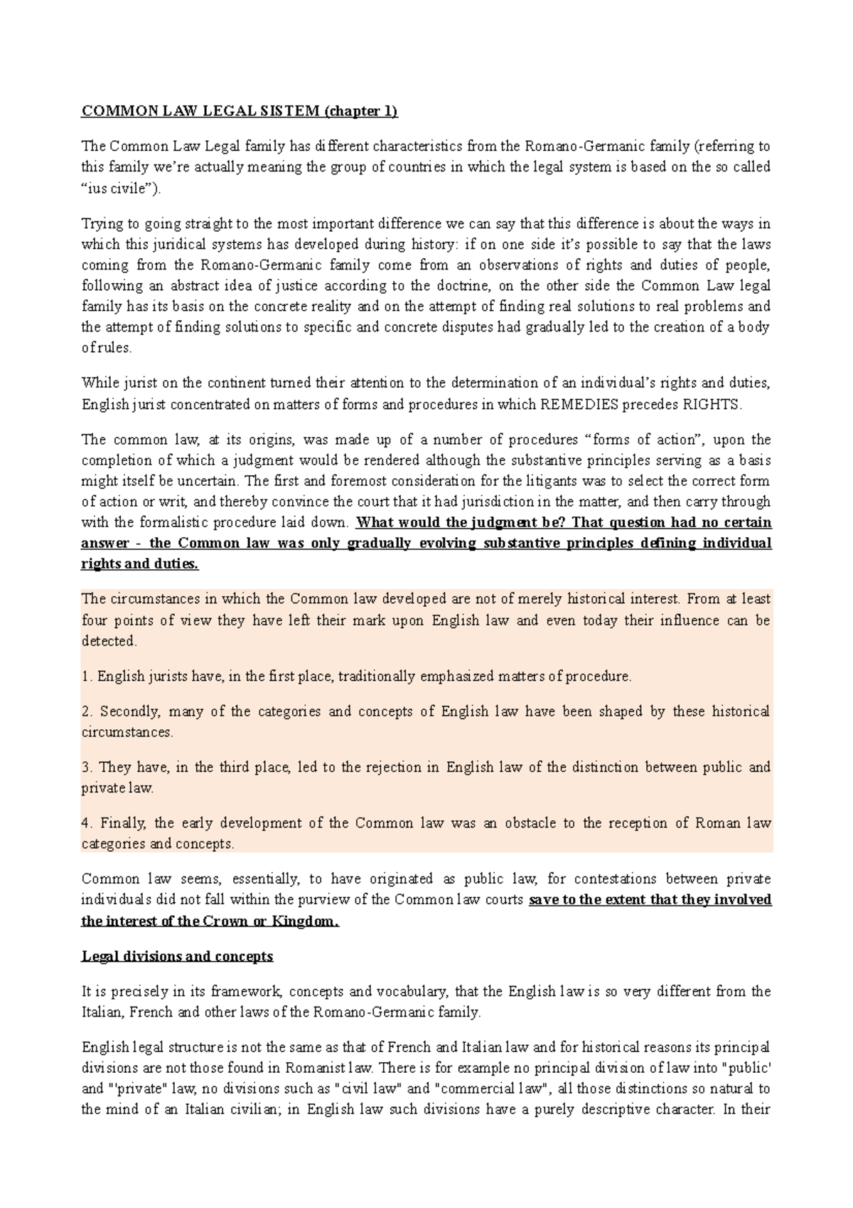 Common Law Legal System Characteristics and Differences - Studocu