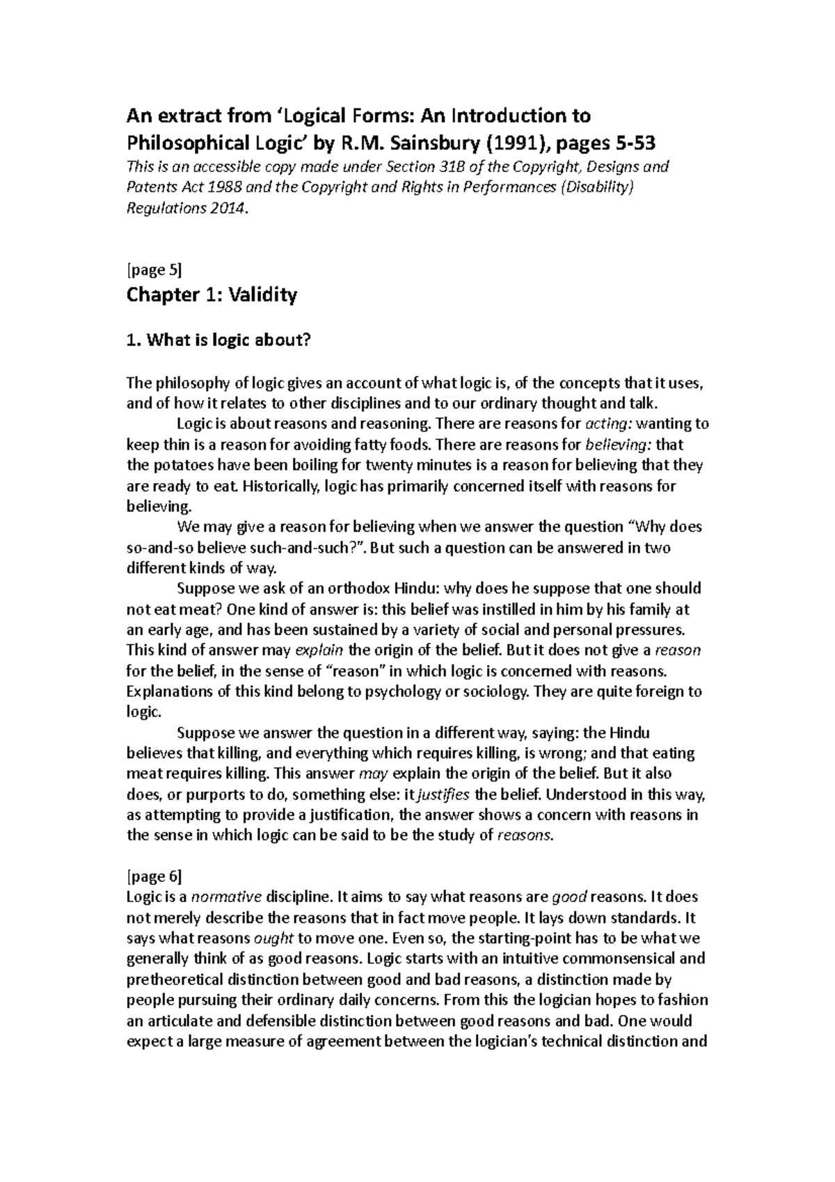 Philosophical Logic text file - An extract from ‘Logical Forms: An Introduction to Philosophical ...