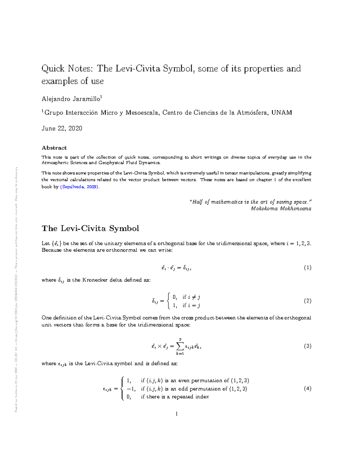 Permutation Symbol Tensor - Posted on Authorea 22 Jun 2020 — CC-BY 4 ...