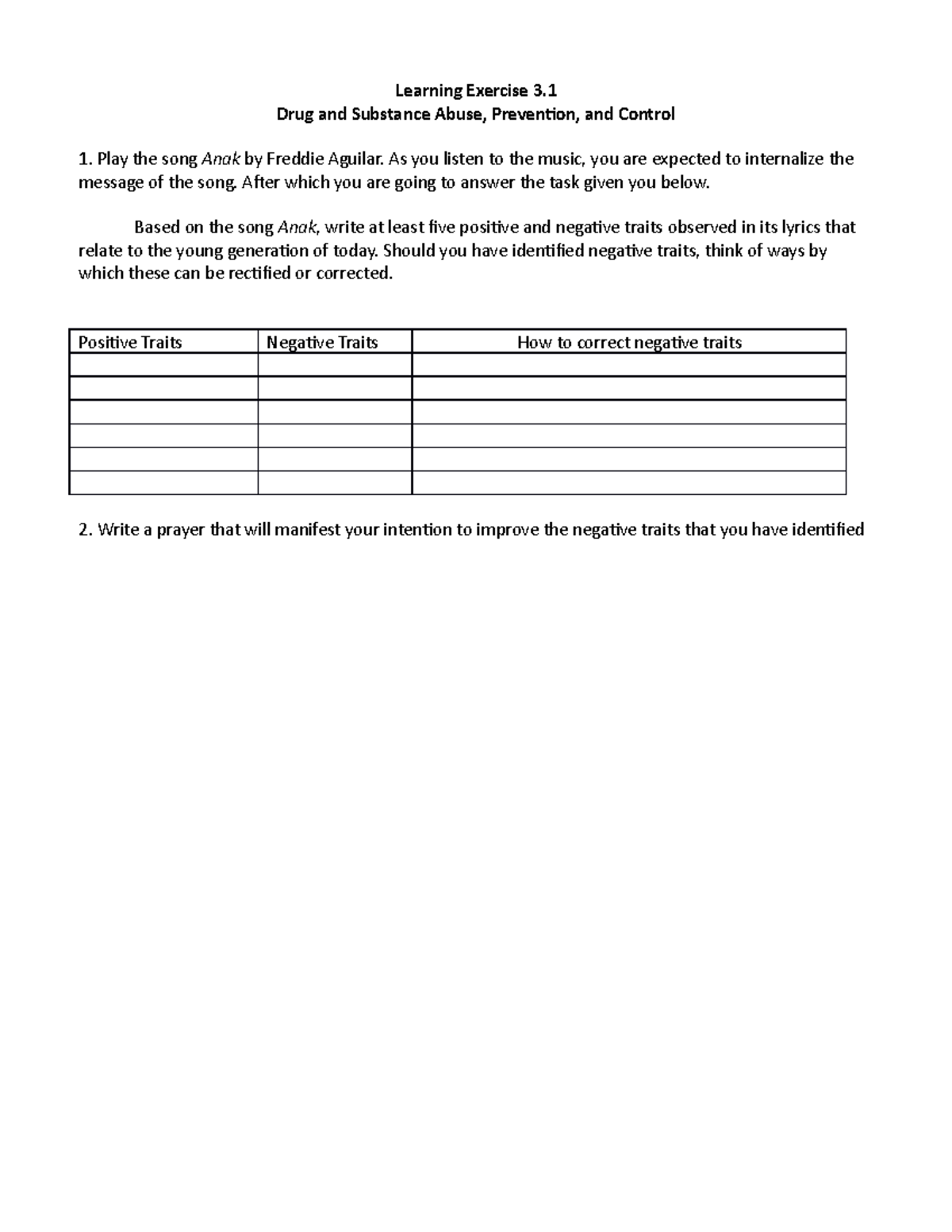 Learning-Exercise-3 - sfdg rtcvb - Learning Exercise 3. Drug and ...