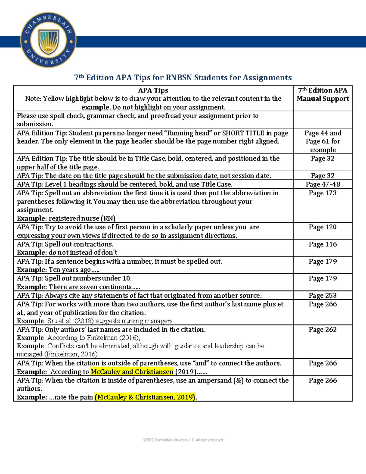 7th Edition APA Assignment Tips for Students 3-2020 - 7 th Edition APA ...