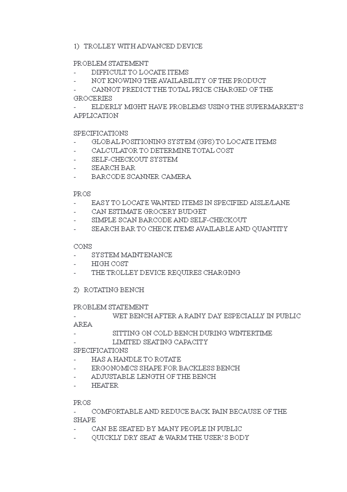 Presentation IM - innovation management subject - 1) TROLLEY WITH ...