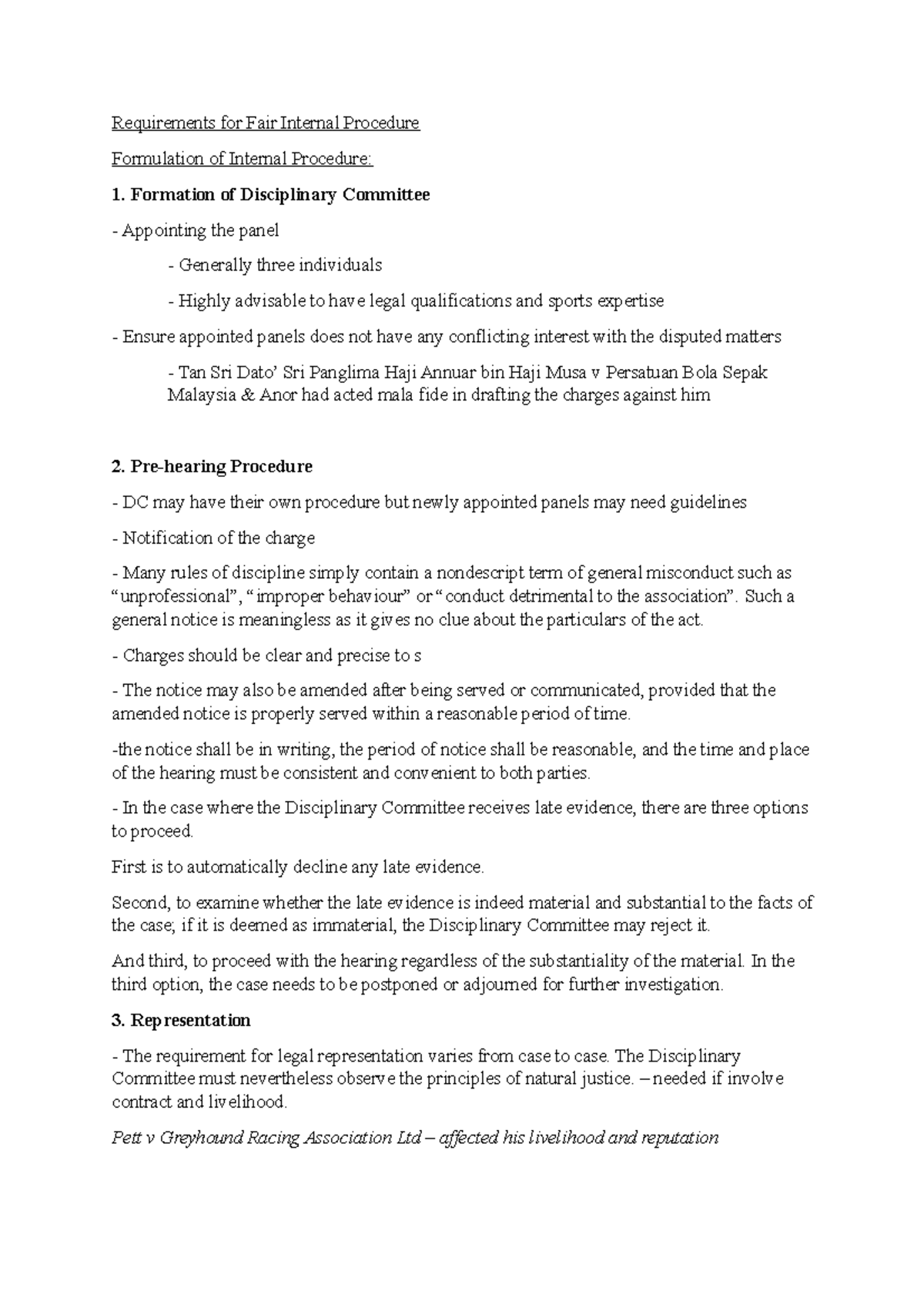 Requirements for Fair Internal Procedure - Requirements for Fair ...