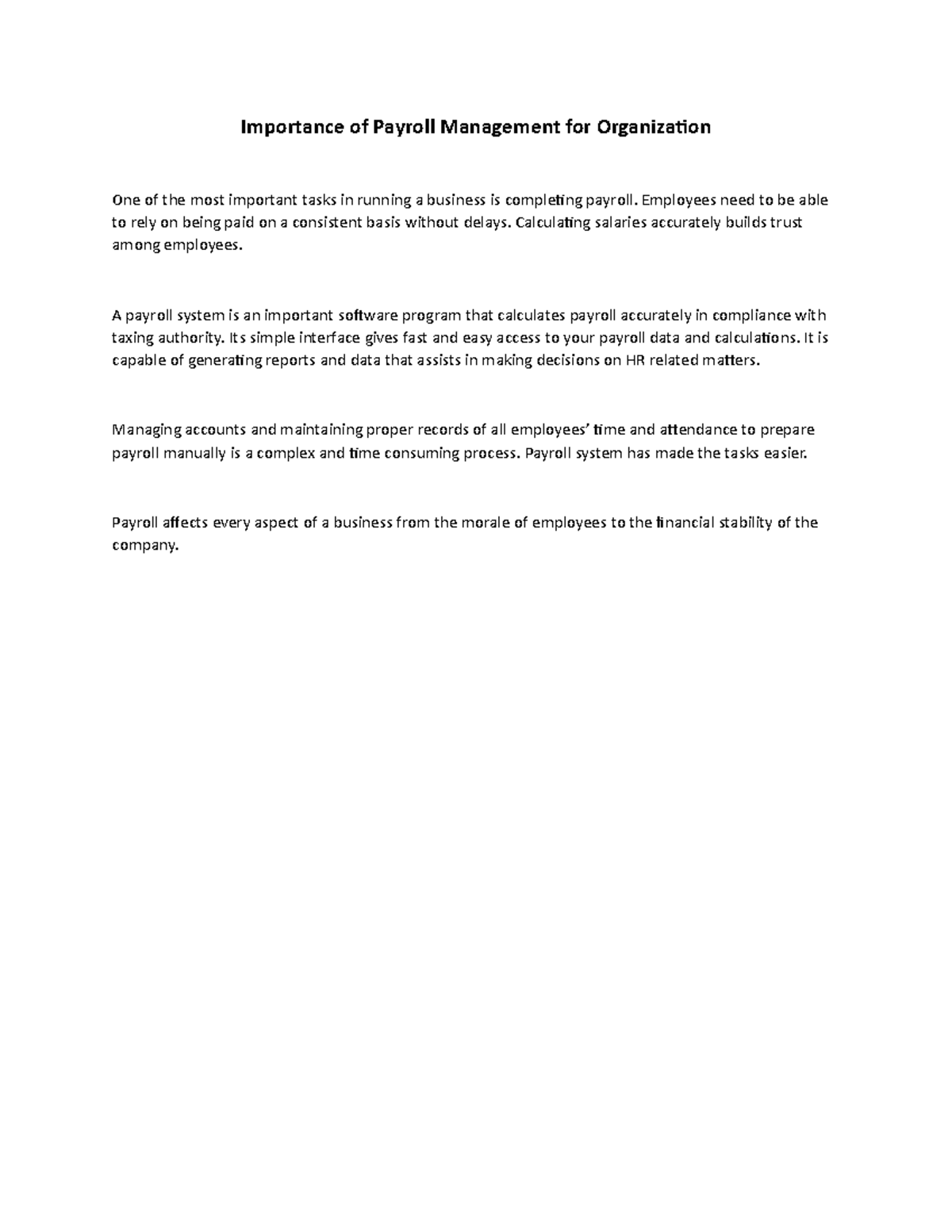 Importance of Payroll Management for Organization - Employees need to ...