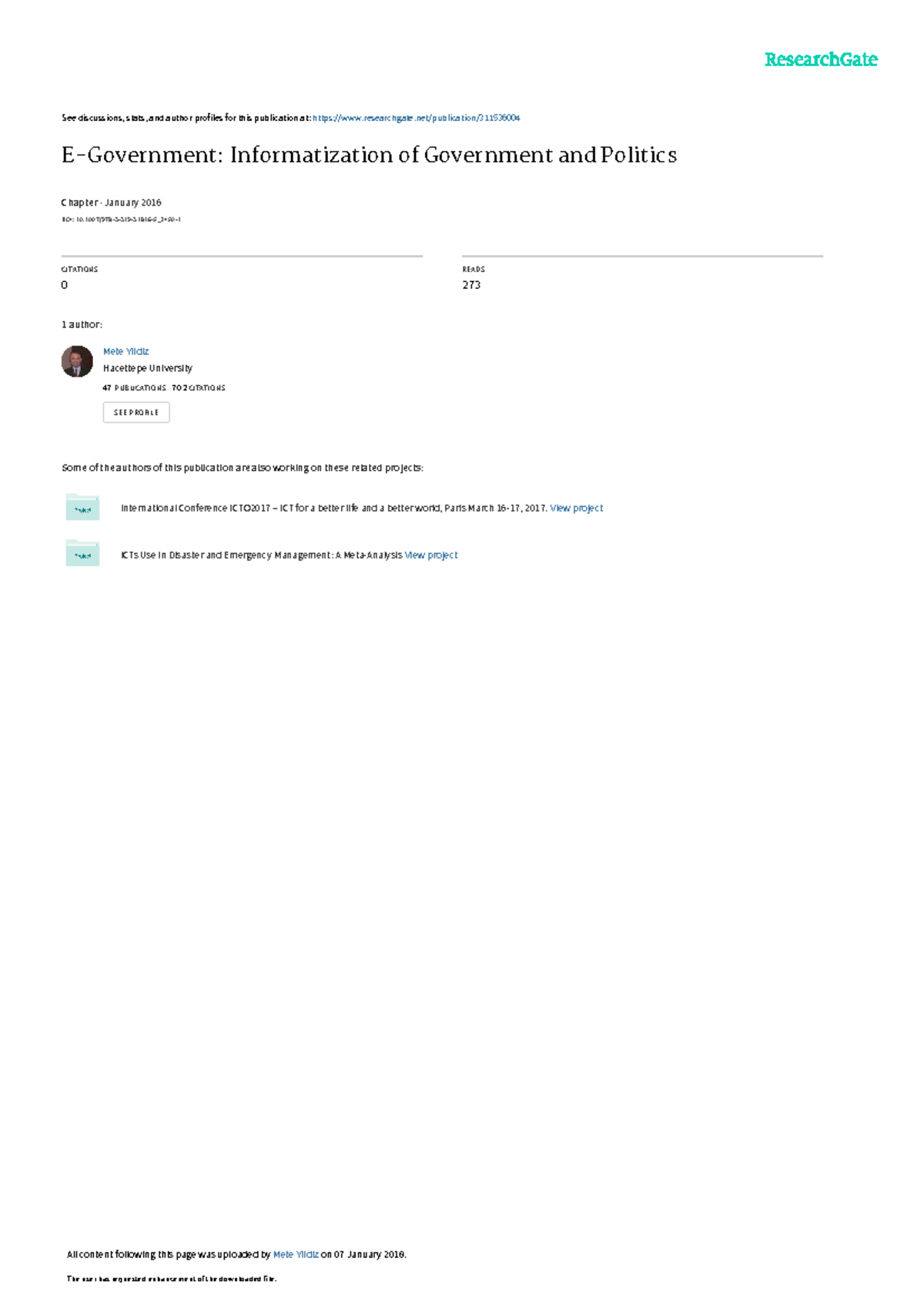 E-Government Informatization of Government and Pol - See discussions ...