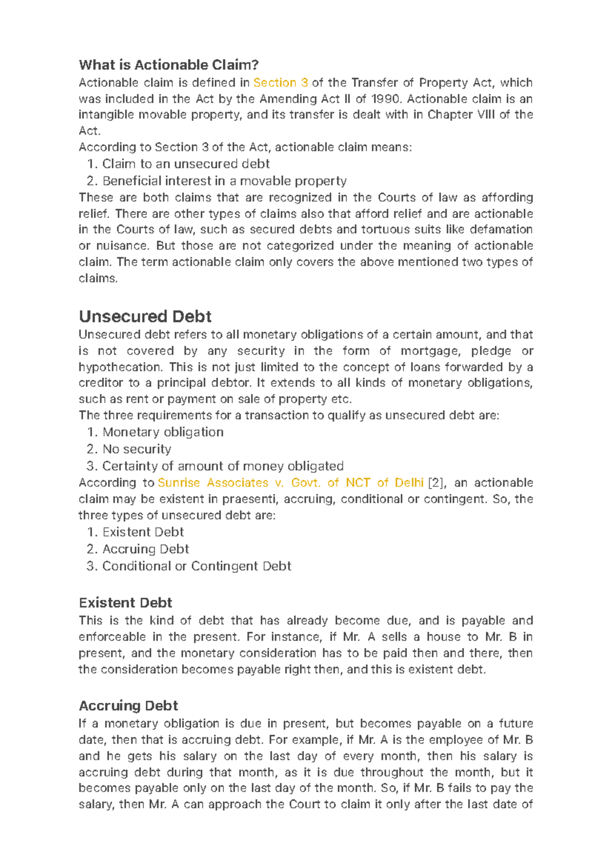 What is Actionable Claim - 1. 2. 1. 2. 3. 1. 2. 3. What is Actionable ...