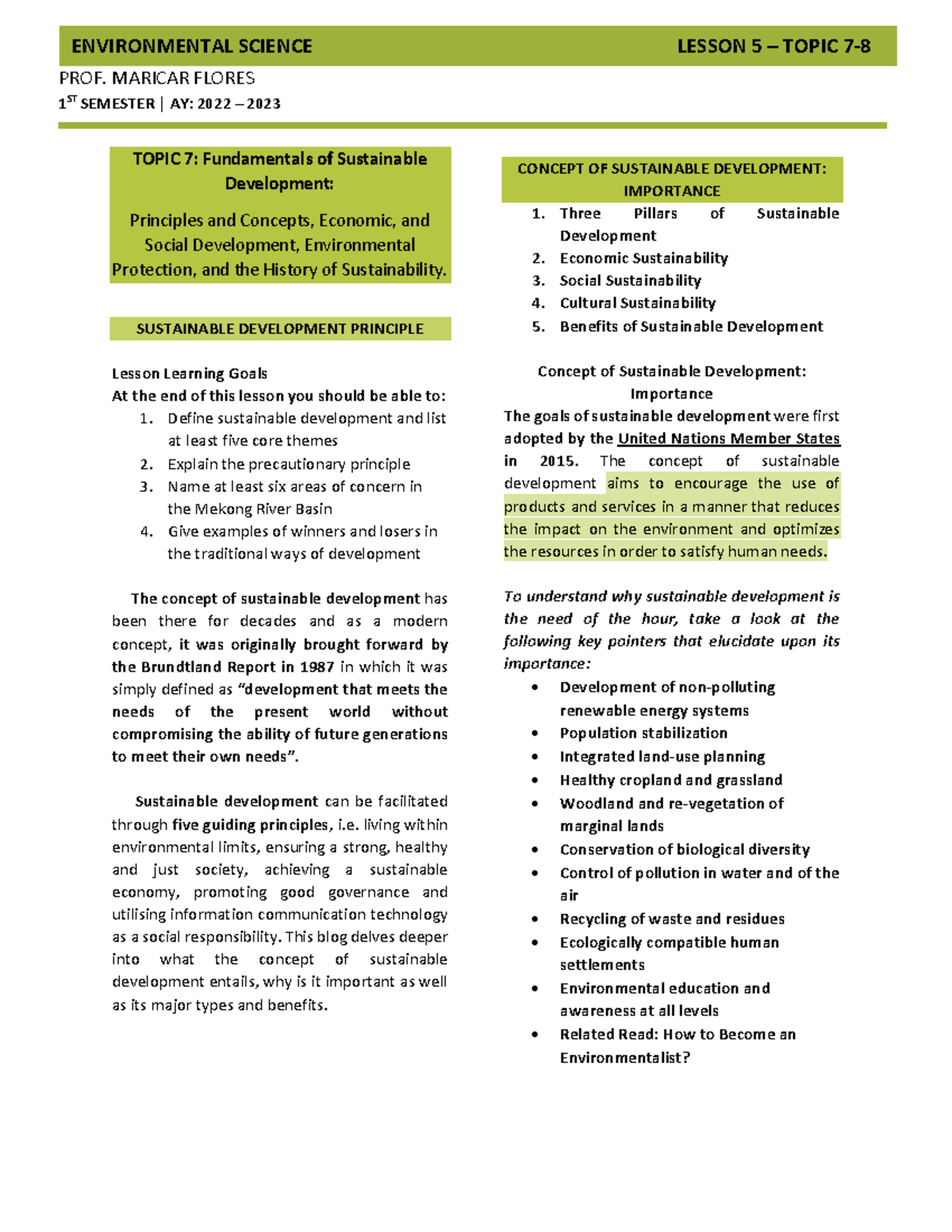 N Module 5 - Fundamentals OF Sustainability - ENVIRONMENTAL SCIENCE ...