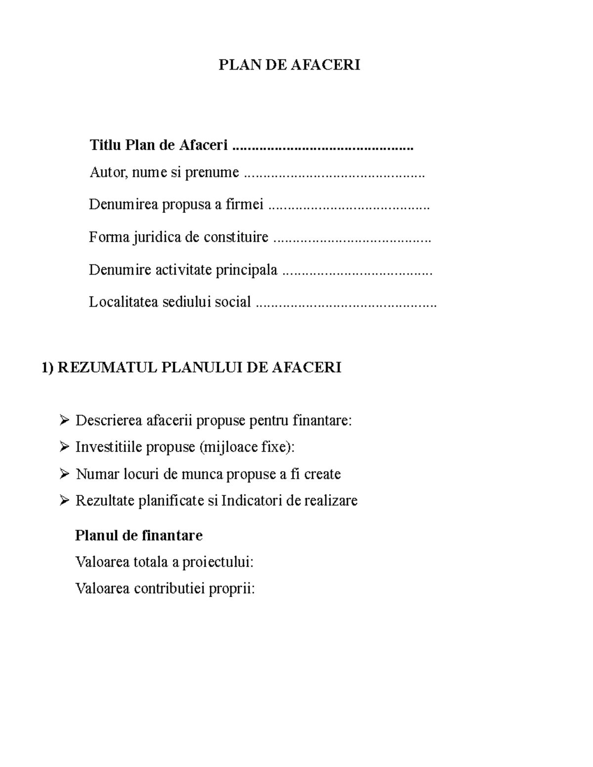 Proiect - Plan Afacere AN III 2021 Licenta - Comunicare și economie ...