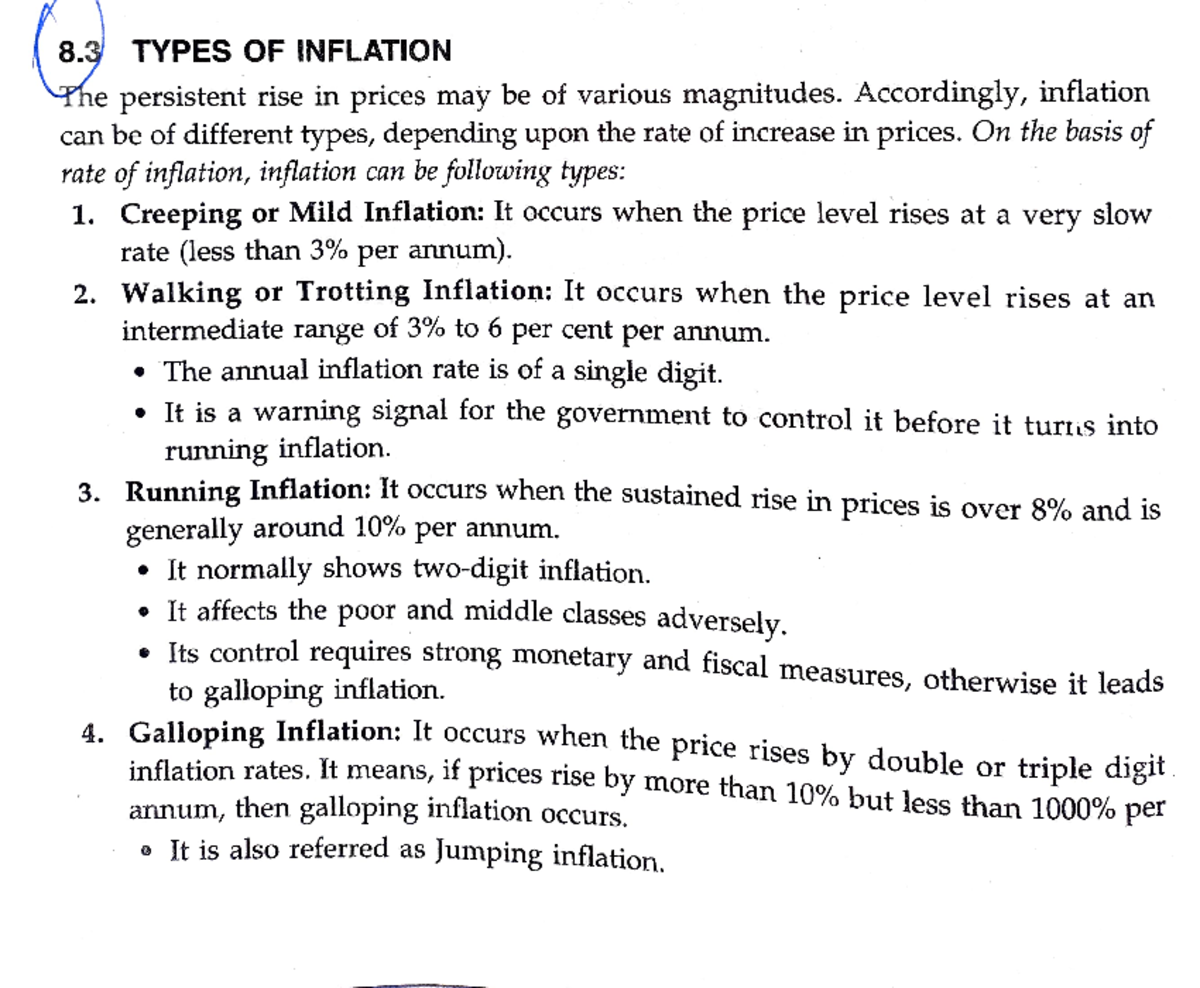 Inflation - 8 TYPES OF INFLATION Phe persistent rise in prices may be ...