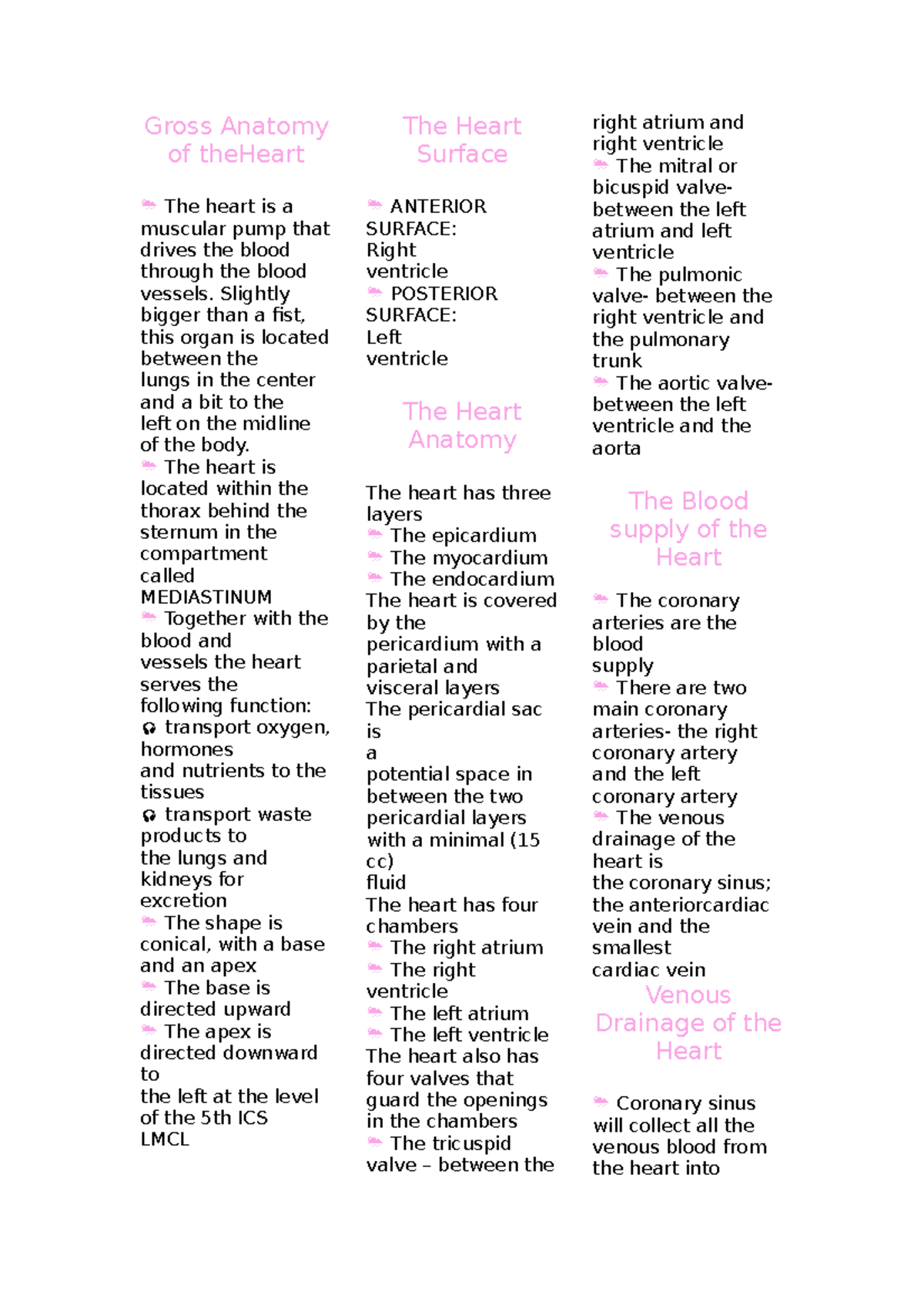 The Blood Anaphy Reviewer - Gross Anatomy of theHeart The heart is a ...