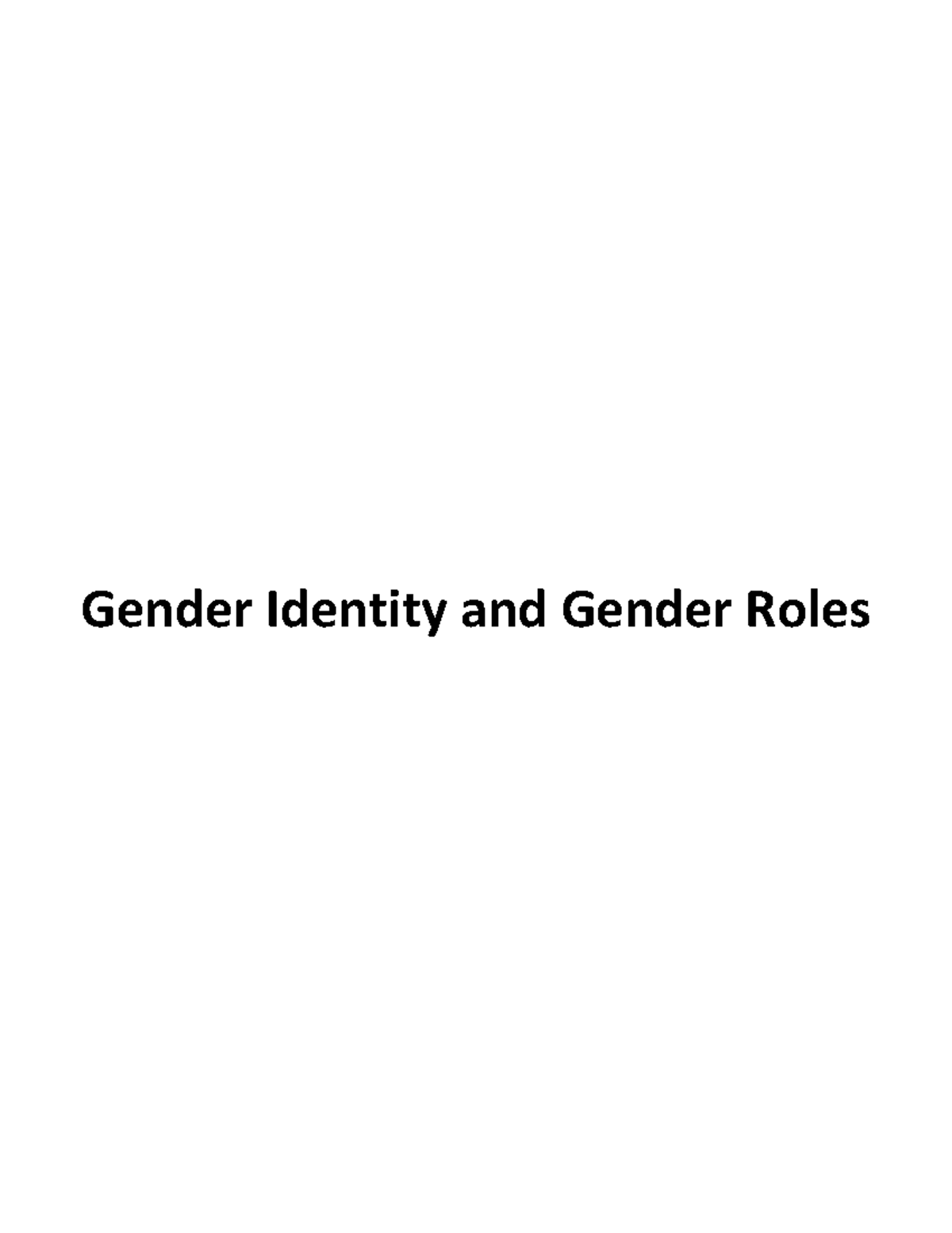 CH4Gender Identity - Summary notes for the book Human Sexuality in a ...