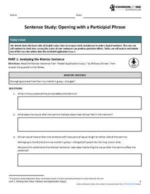 Short story Unit 1 Safety of Numbers Student COPY Ed1 - Name Class ...