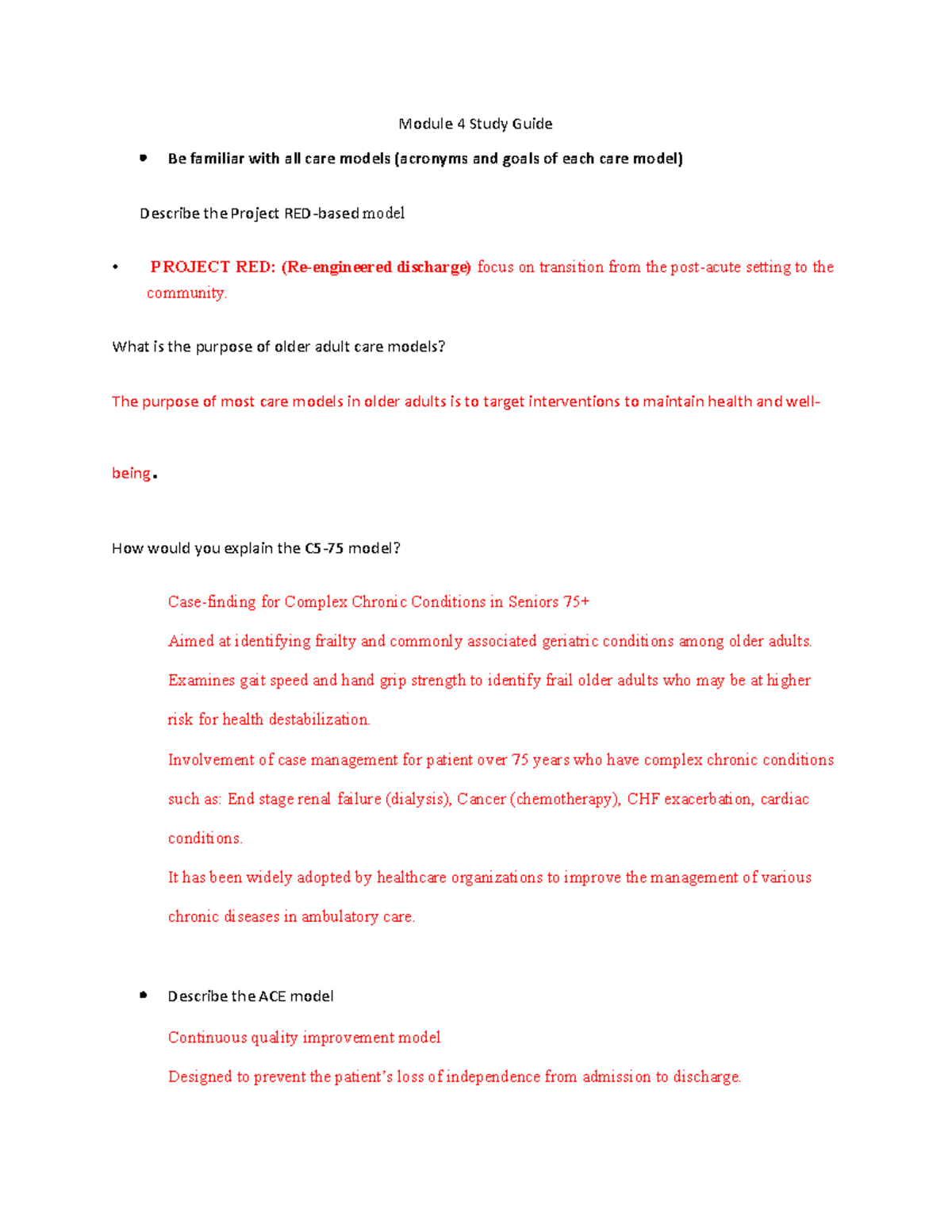 Care of olderadults Module 4 Study Guide OA - Module 4 Study Guide Be ...